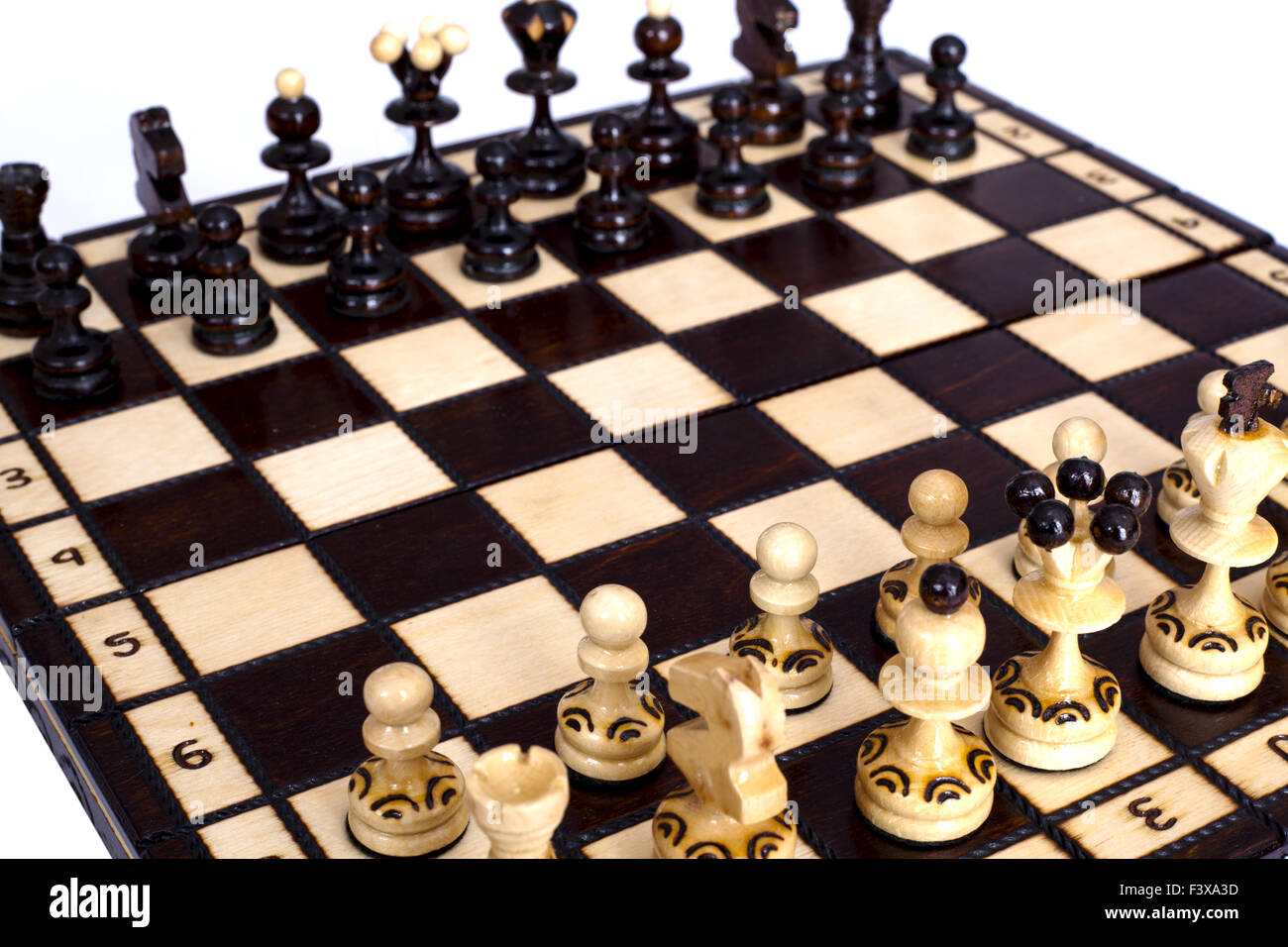 Chess board with figures during chess play Stock Photo - Alamy