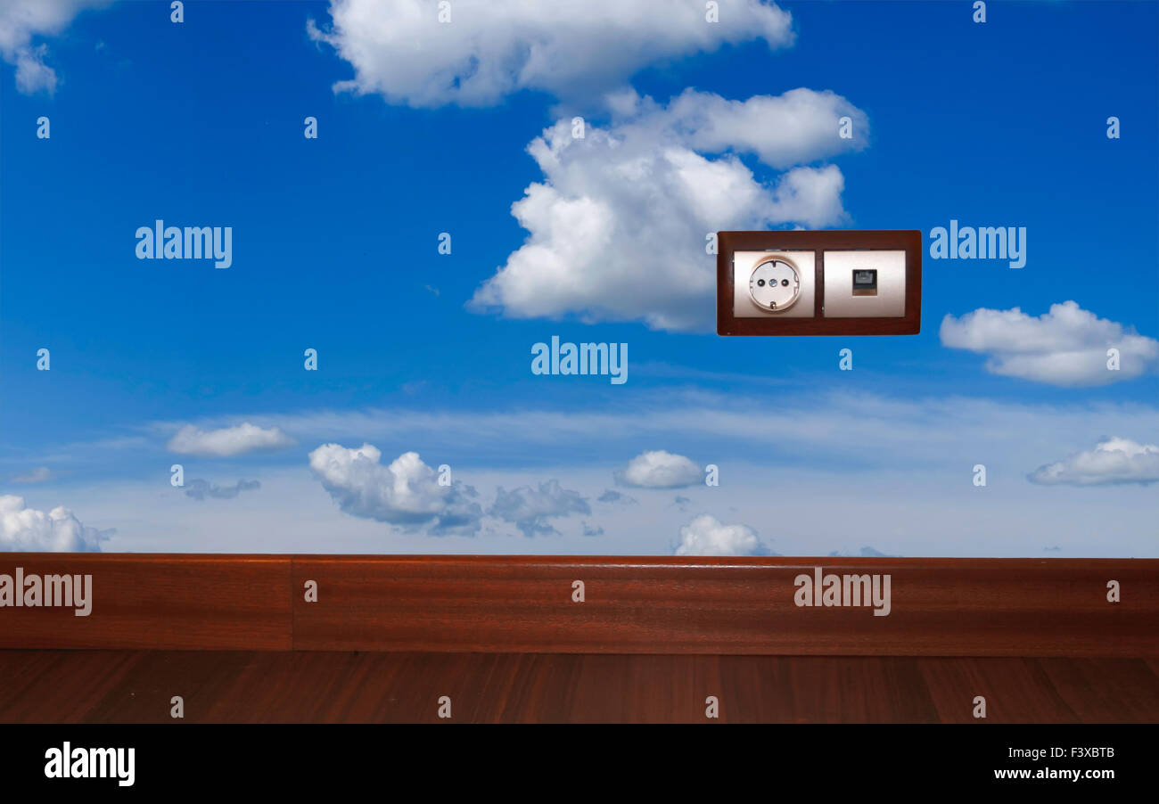 Energy outlet with blue sky background Stock Photo - Alamy