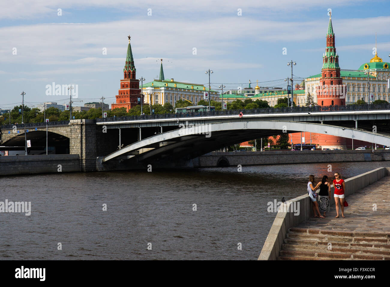 Large Stone Bridge And Moscow Kremlin Towers Stock Photo - Alamy
