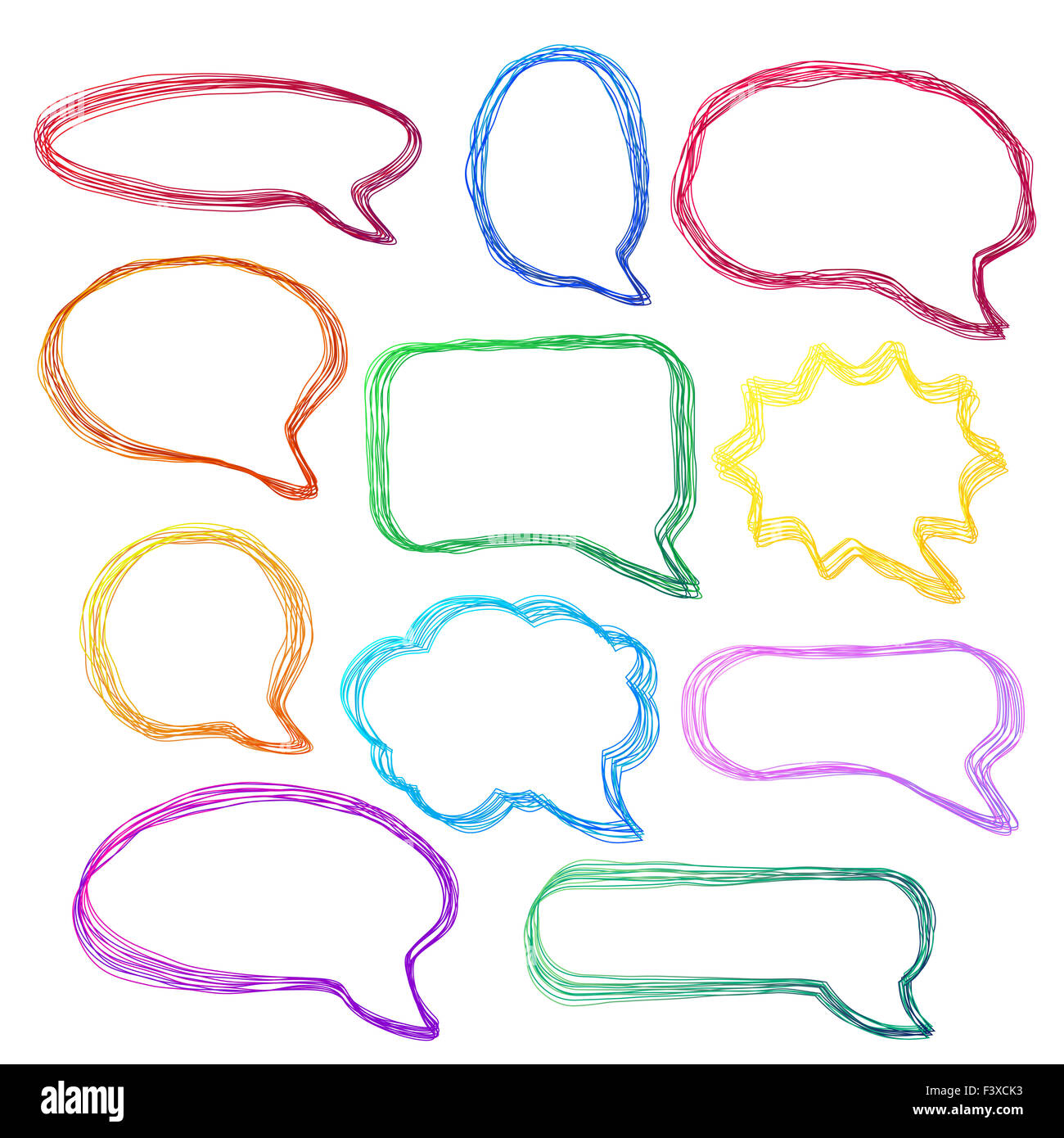 Hand-drawn, colorful speech bubbles Stock Photo - Alamy