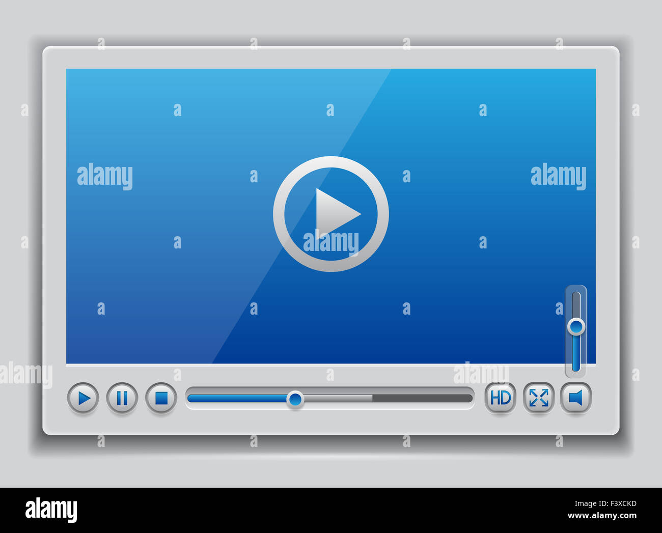 Blue glossy video player template Stock Photo - Alamy