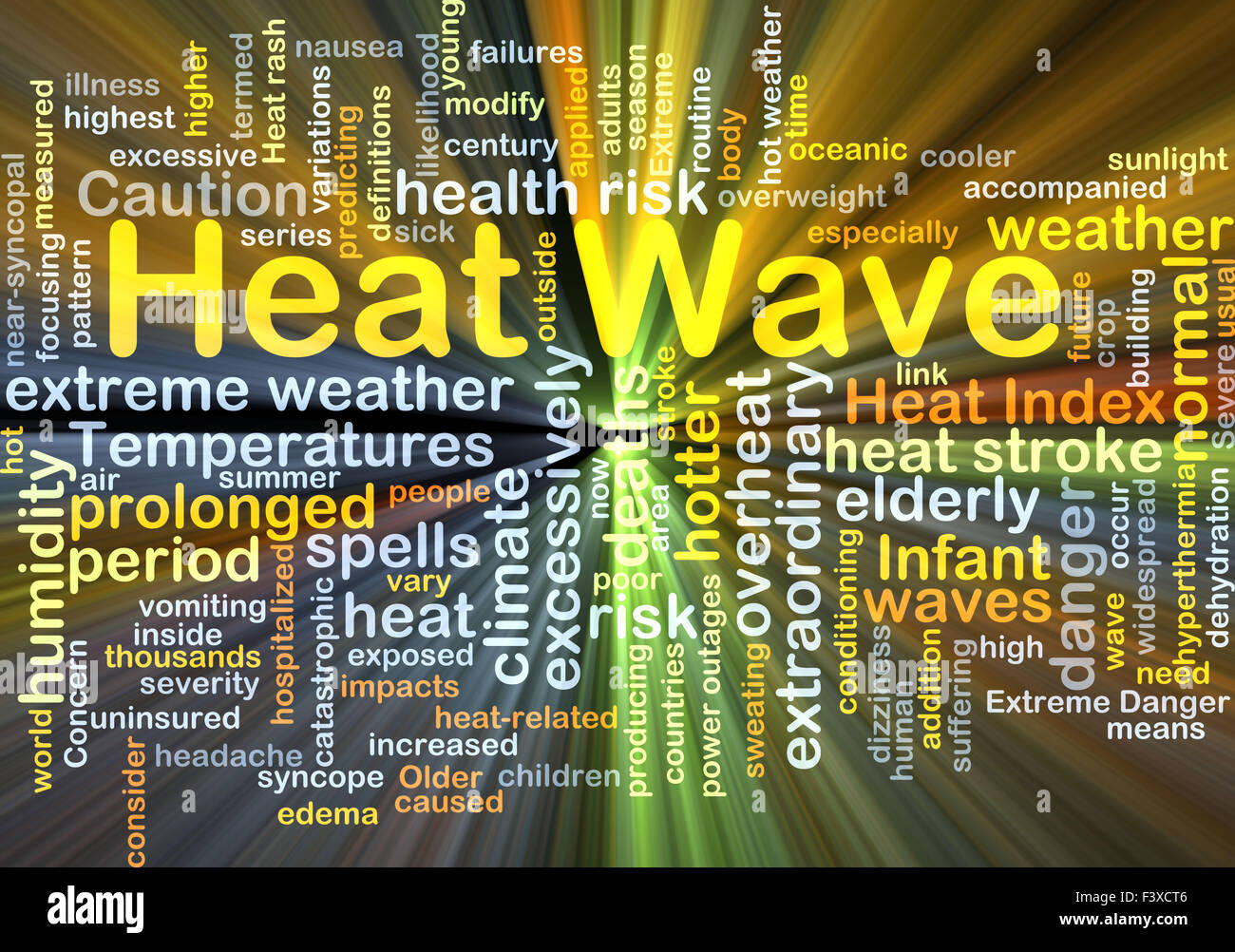 Background concept wordcloud illustration of heat wave glowing light ...