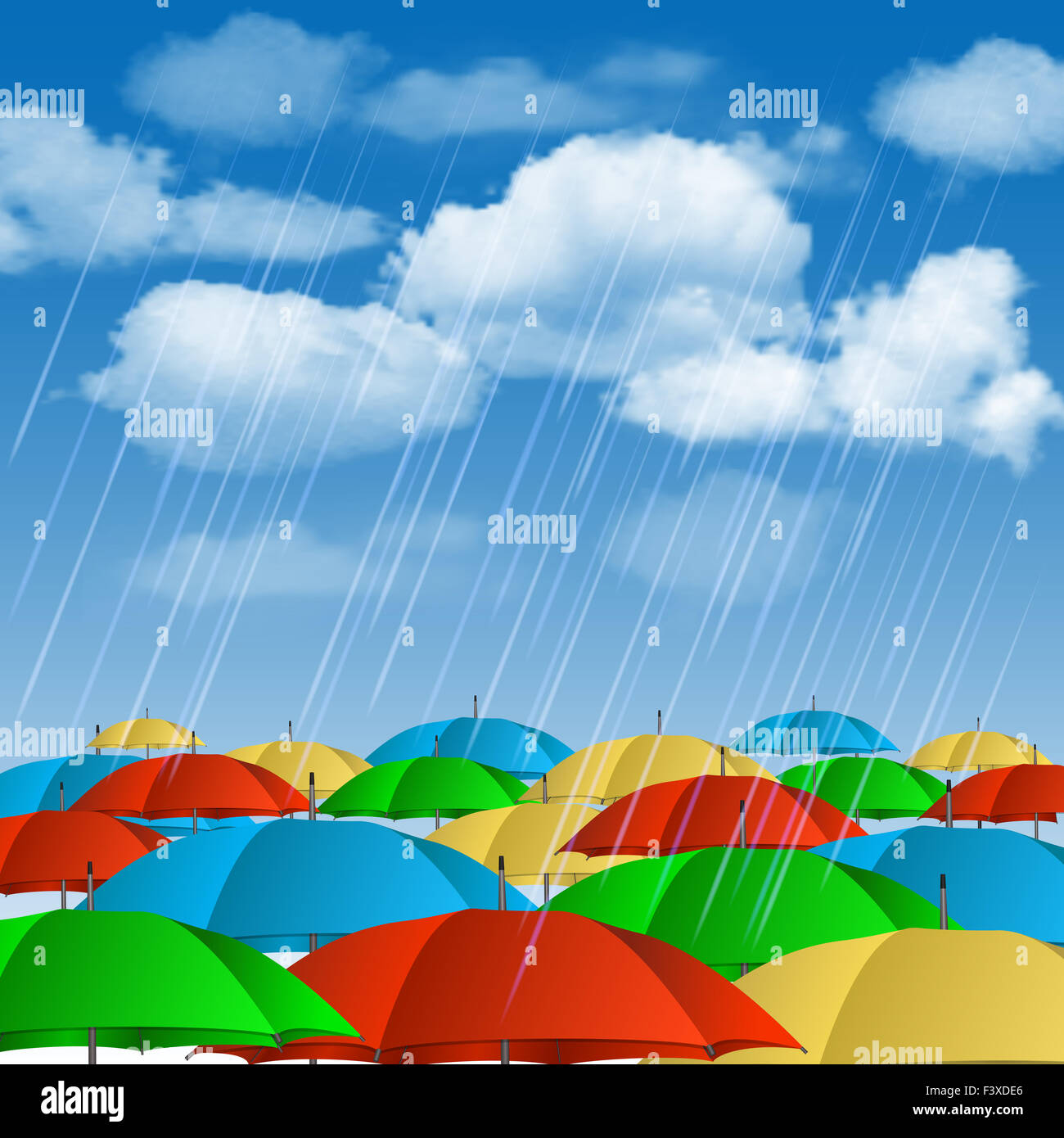 Colorful umbrellas in rain Stock Photo - Alamy