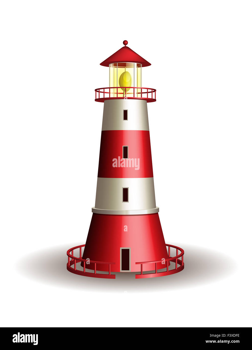 Red lighthouse isolated on white background Stock Photo - Alamy