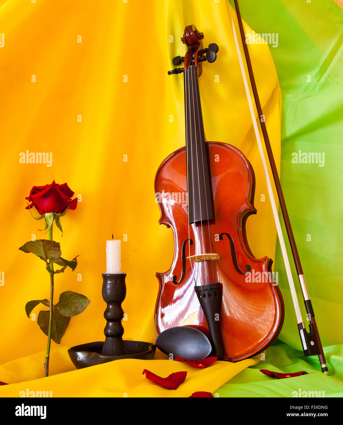 Violin red rose hi-res stock photography and images - Alamy