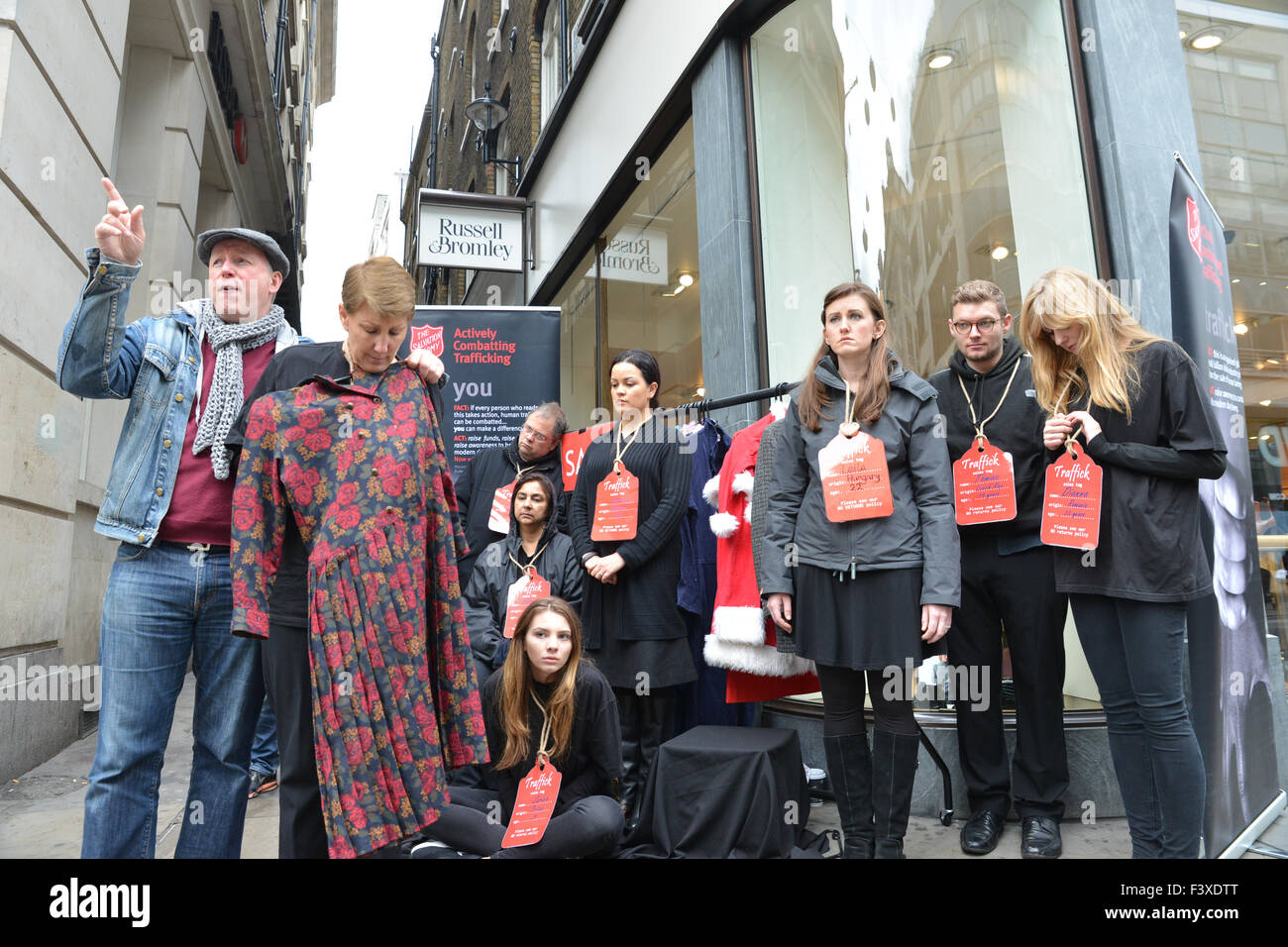 The Salvation Army Modern Day Slaves dramatic reconstruction on Oxford Street Stock Photo - Alamy
