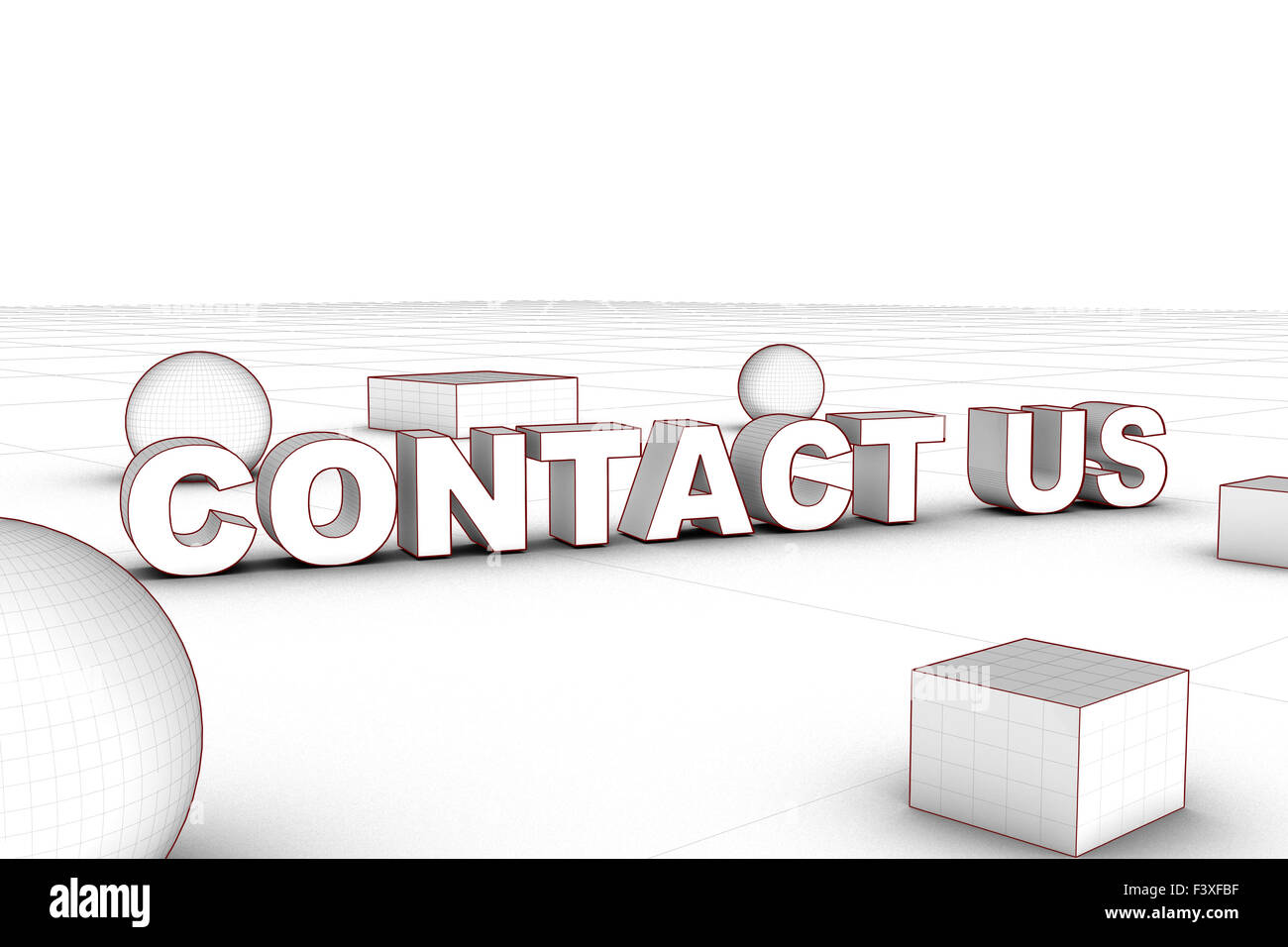 contact us with wireframe object Stock Photo - Alamy