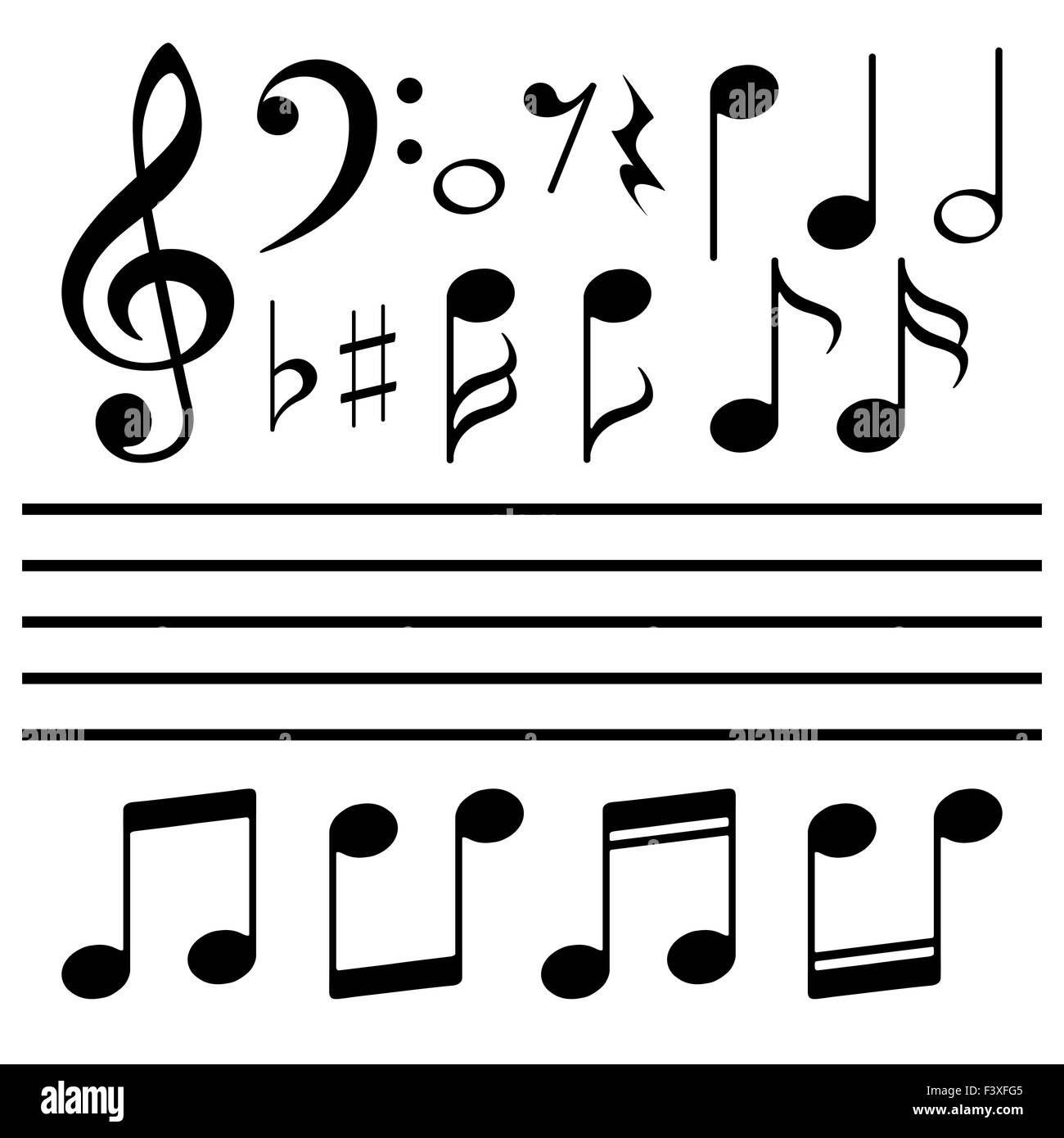 Vector icons set music note Stock Photo - Alamy