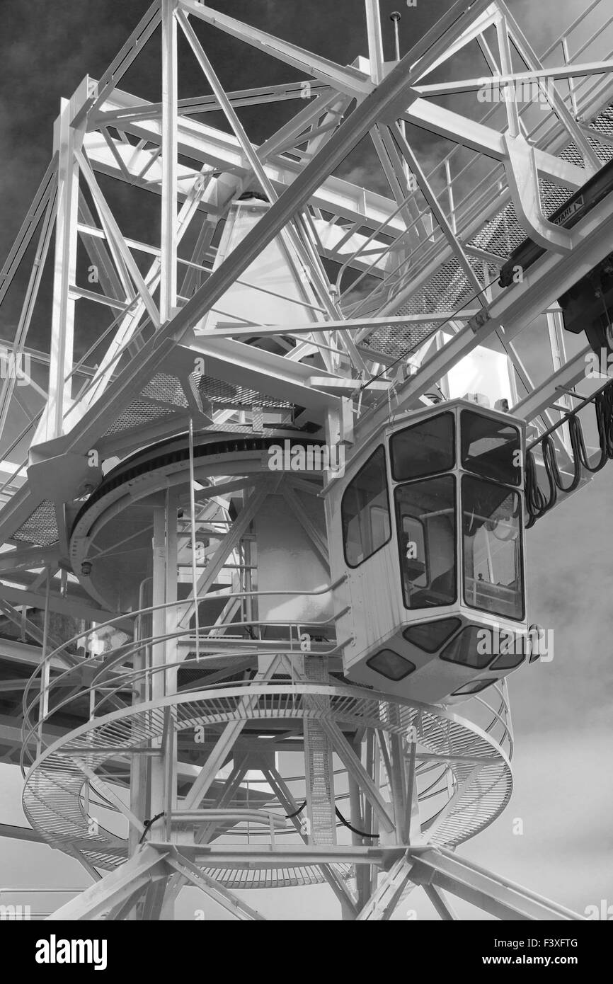 Construction work crane loading Black and White Stock Photos & Images ...