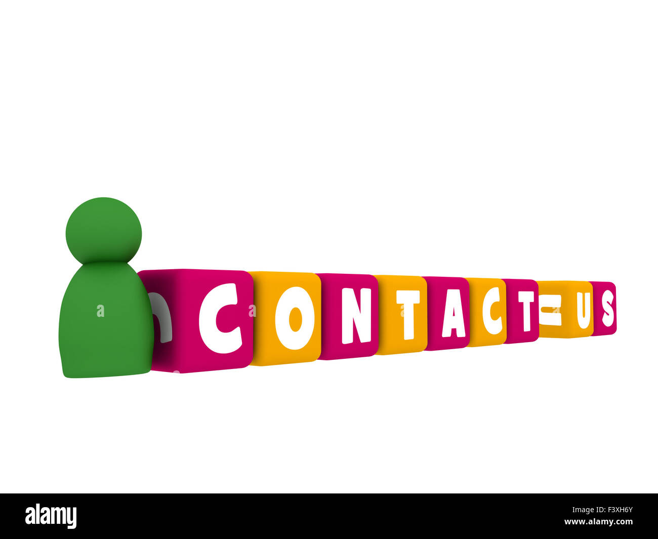 3d character with contact us Stock Photo - Alamy