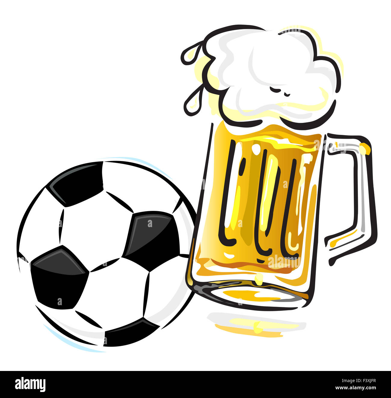 Soccer ball and beer Stock Photo - Alamy