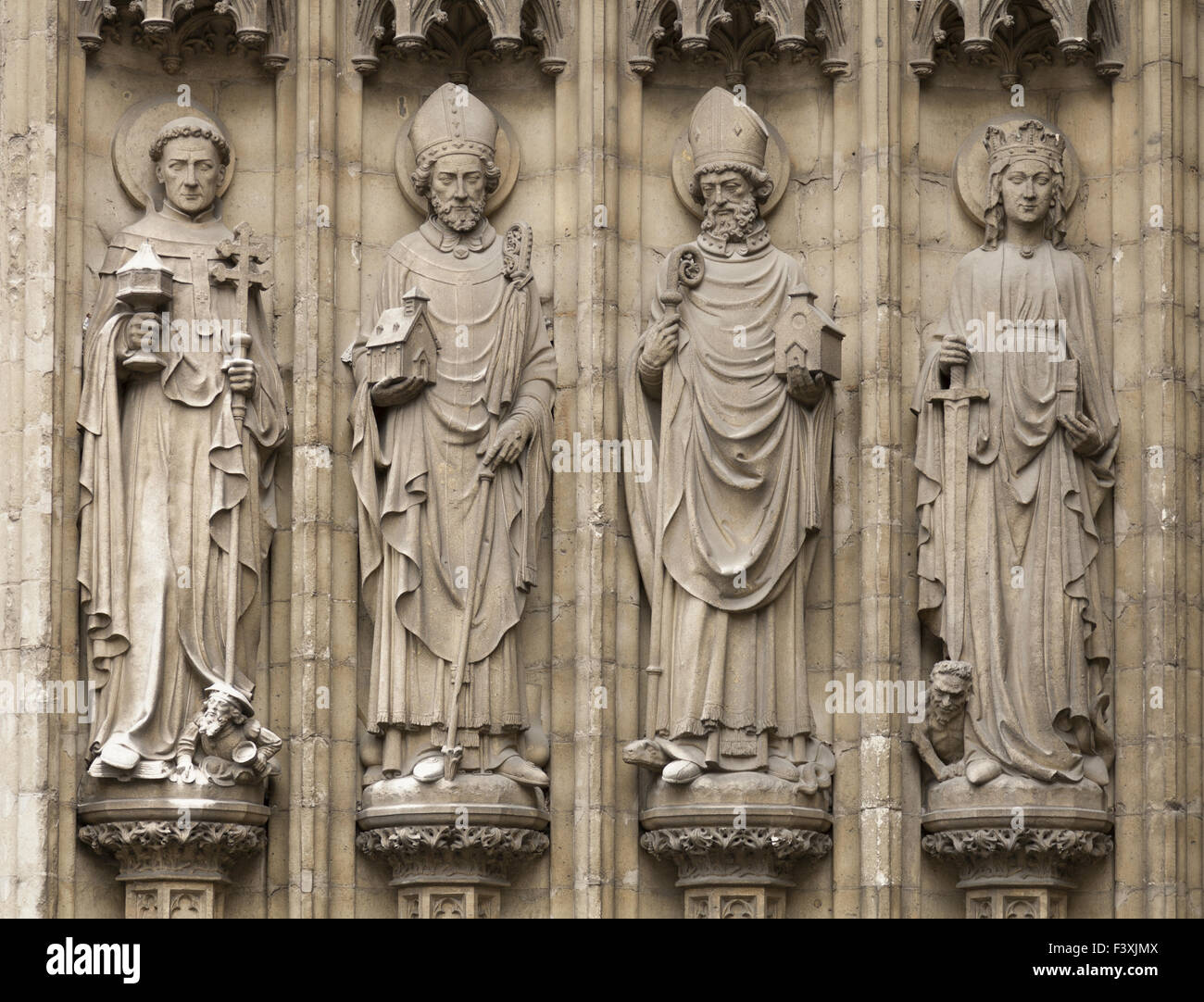 Four christian statues in Antwerpen, Belgium Stock Photo - Alamy
