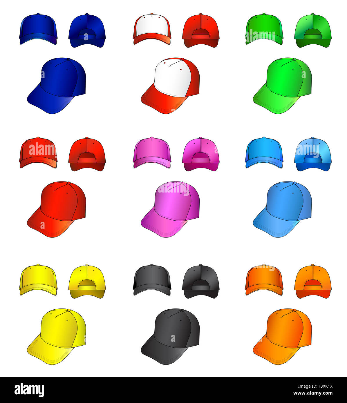 Cap collection isolated on white Stock Photo - Alamy