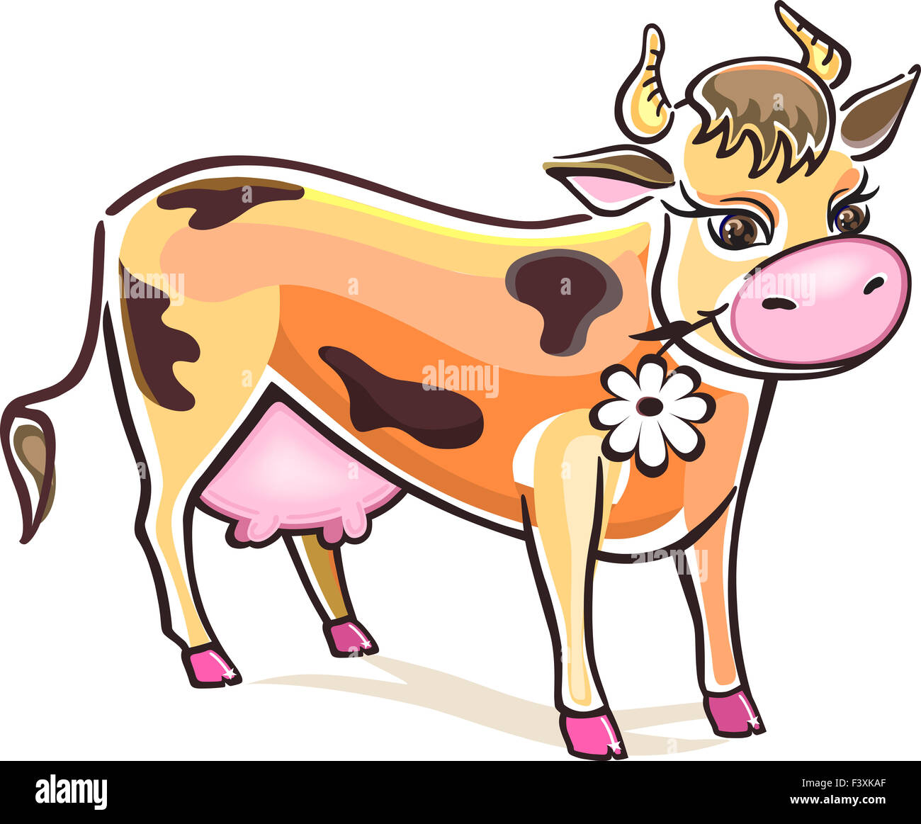 Smiling cow isolated on white background Stock Photo - Alamy