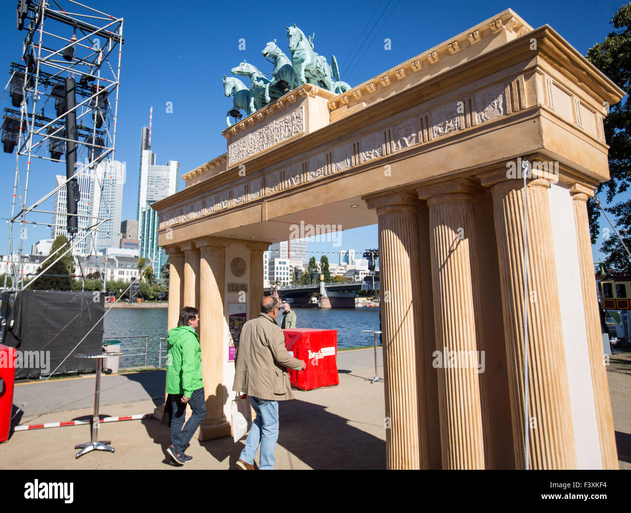 A papier-mache replica of the Brandenburg Gate, a major landmark of ...