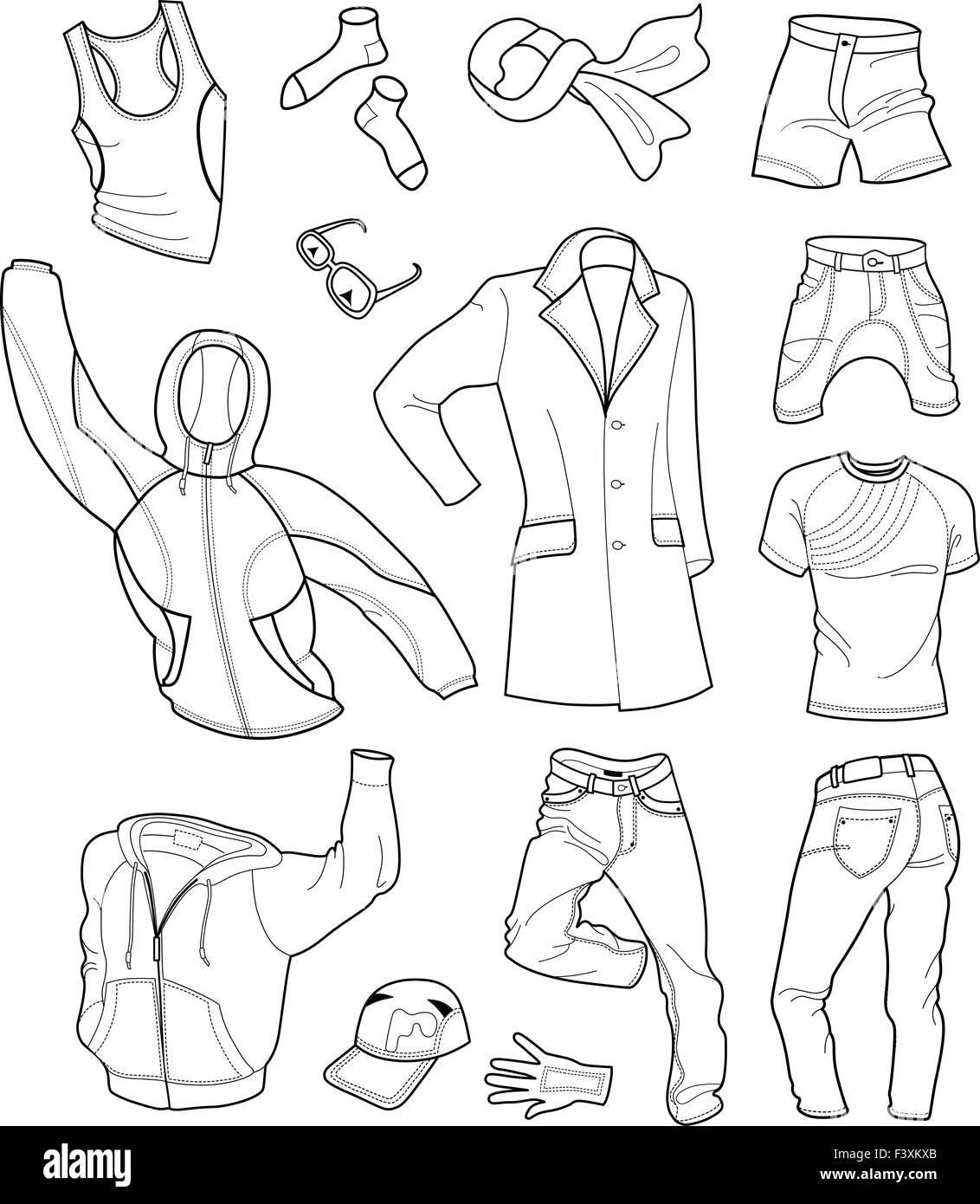 Man clothes collection isolated on white Stock Photo - Alamy