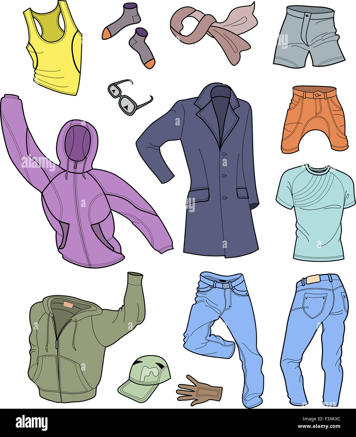 Man clothes colored collection Stock Photo - Alamy