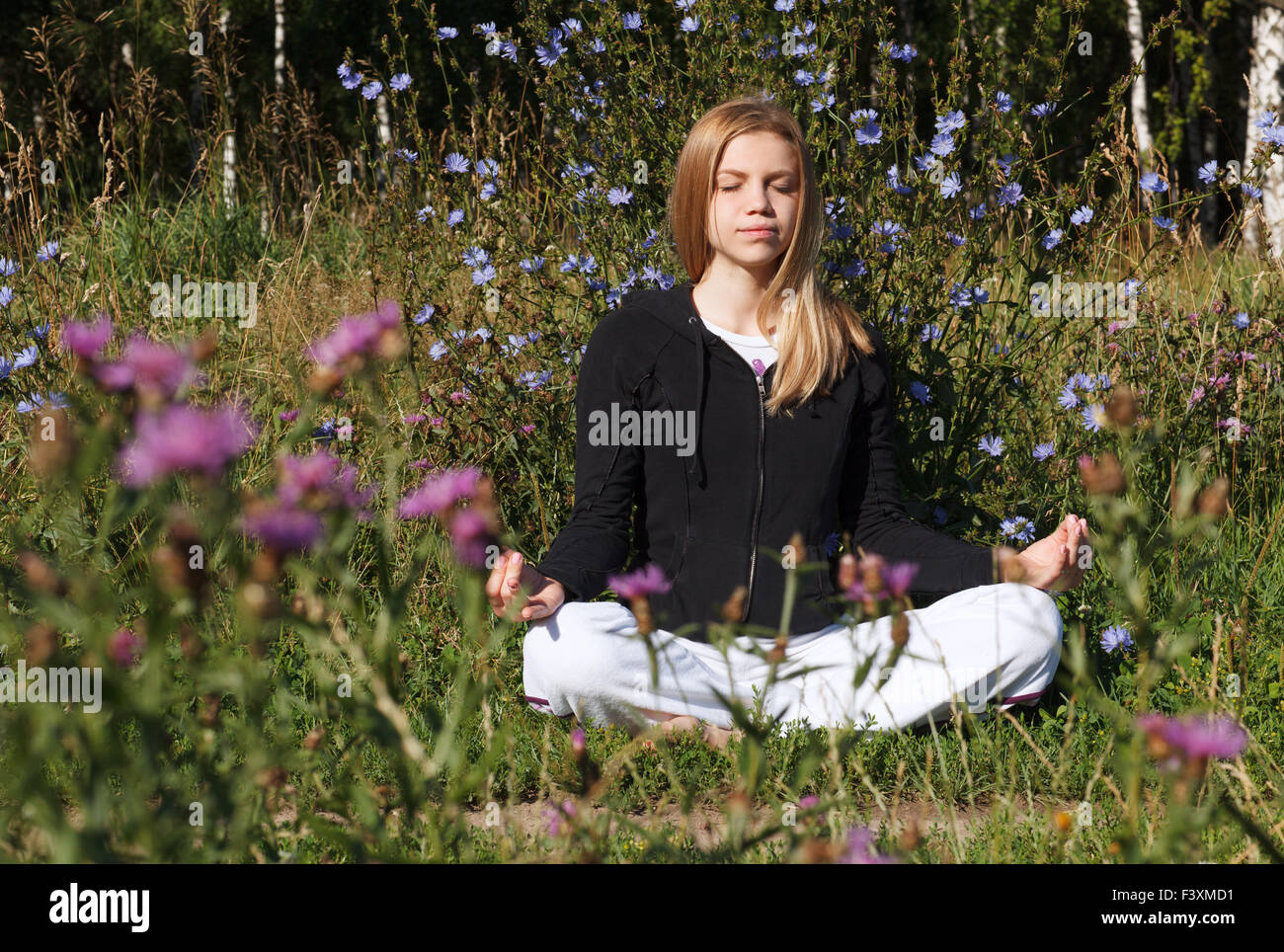 Lotus yoga pose Stock Photo - Alamy