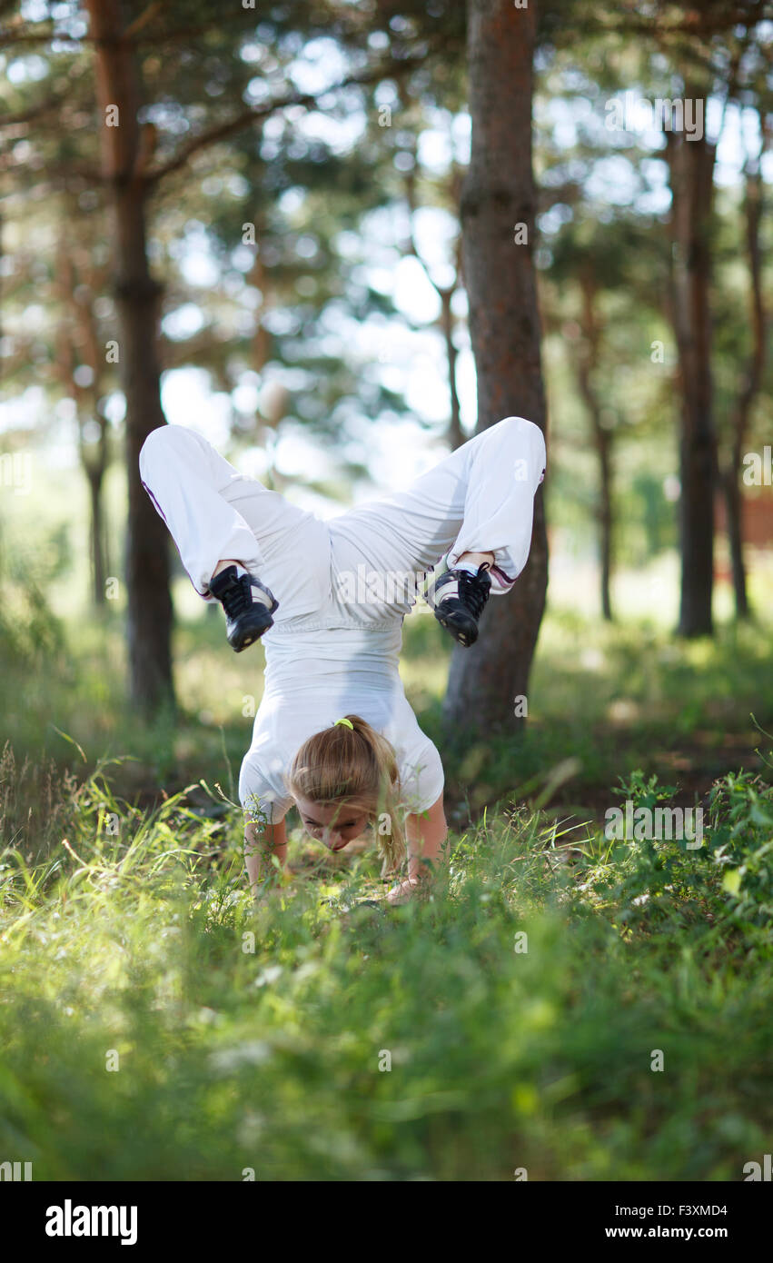 Asana pose in the forest Stock Photo - Alamy