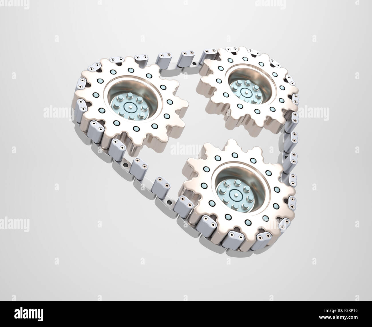 Three Cogwheels chained together Stock Photo - Alamy
