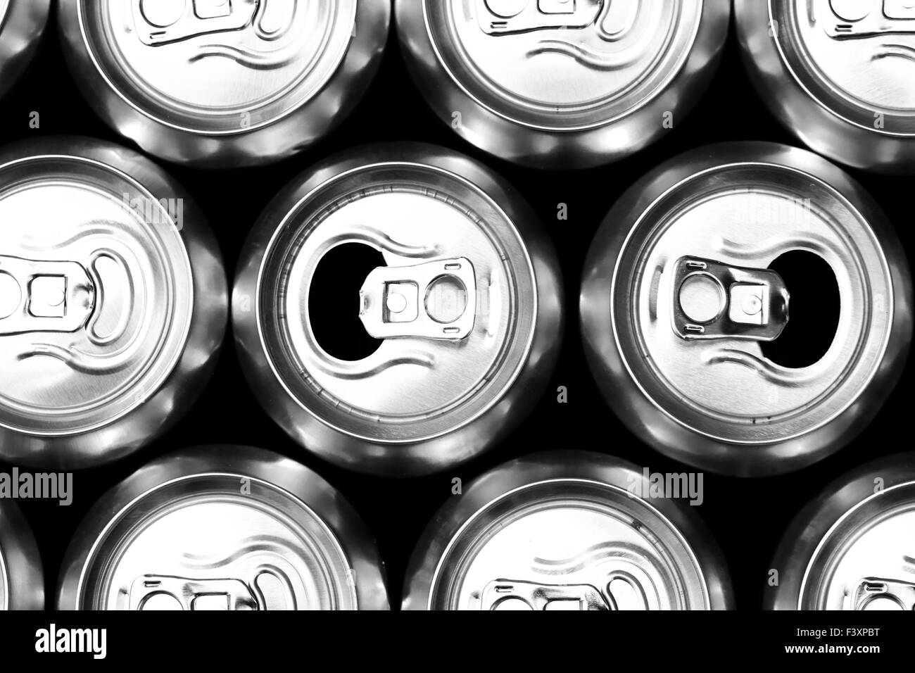Much of drinking cans close up Stock Photo - Alamy