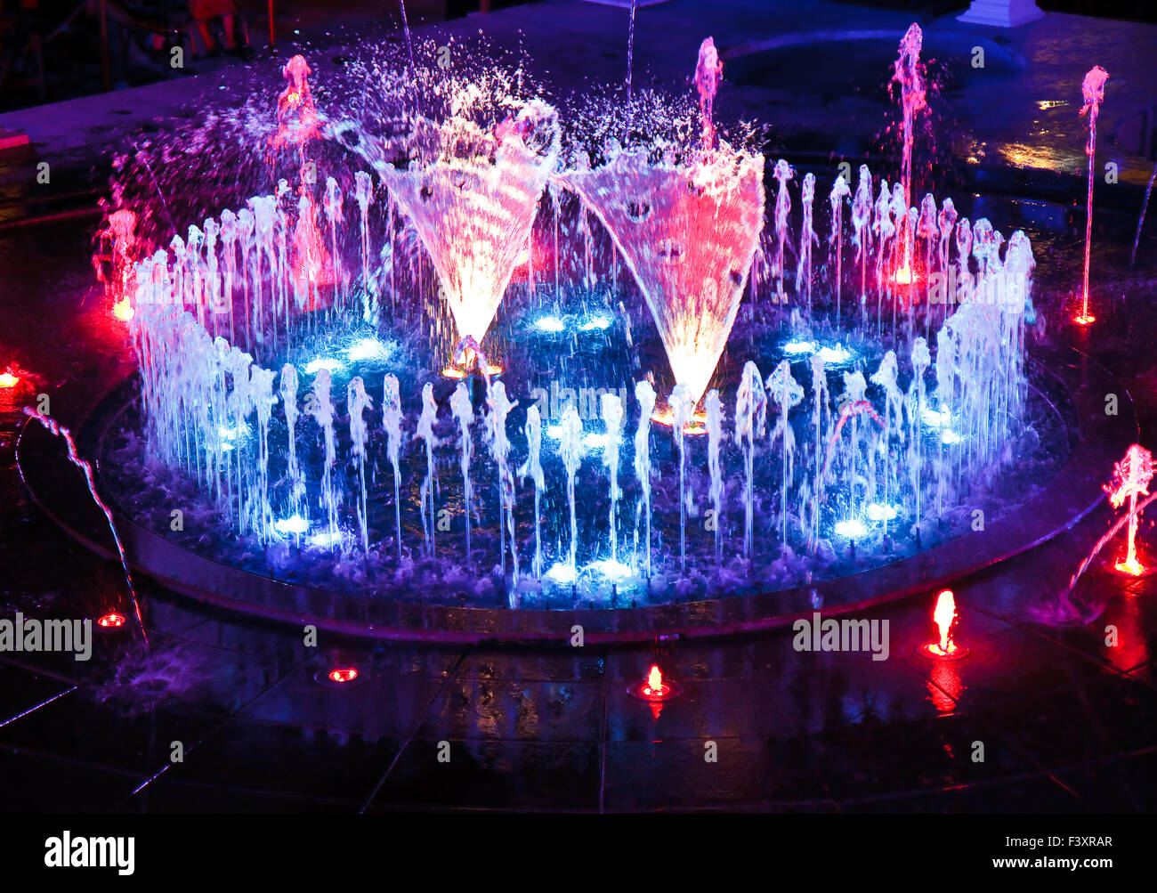 Fountain night lights Stock Photo - Alamy