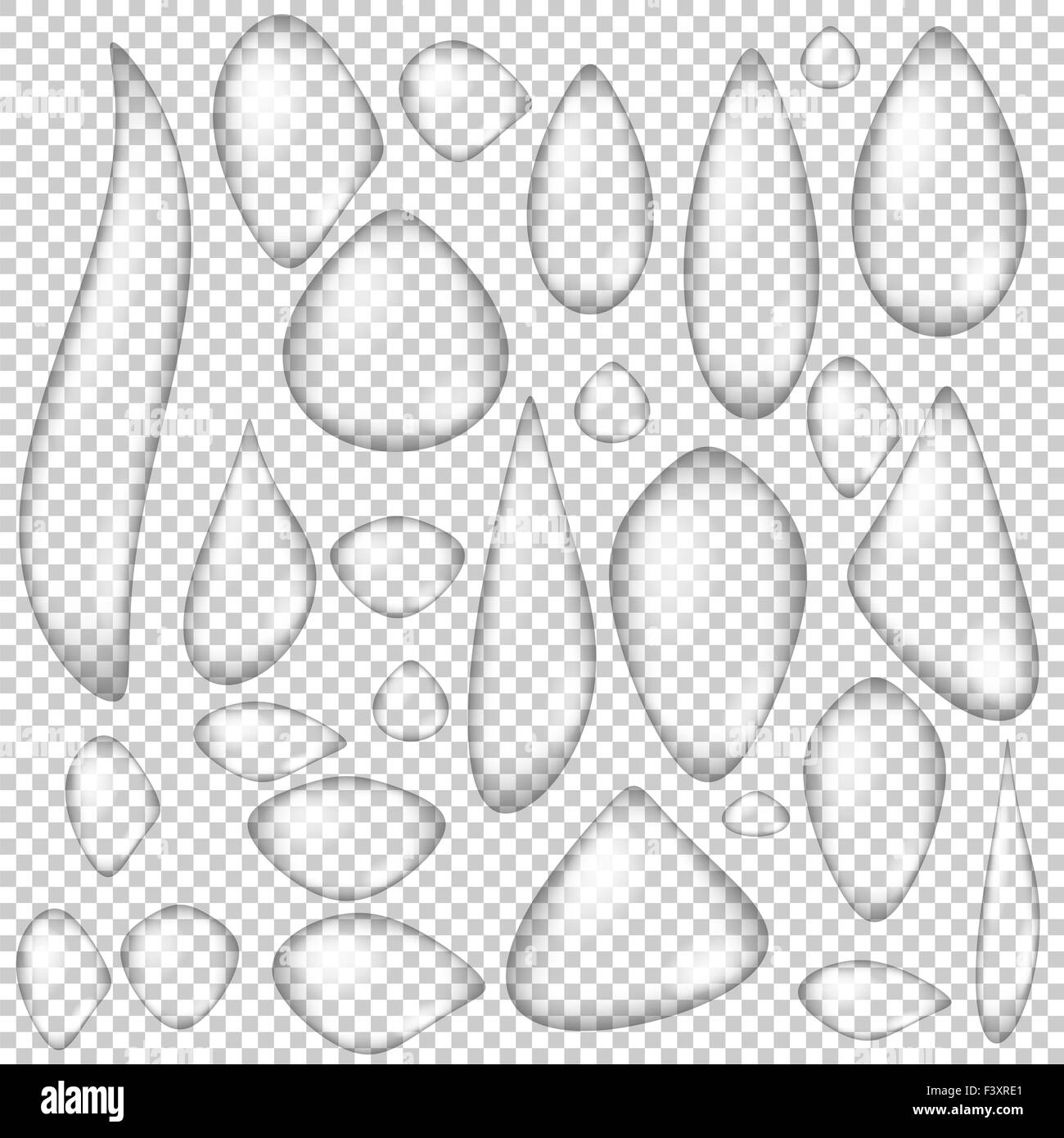 Set of Transparent Water Drops Stock Photo - Alamy