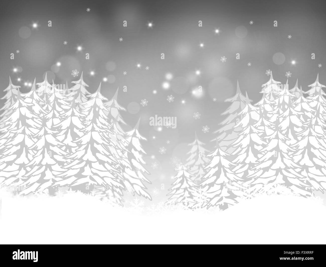 Christmas card with firs silver background Stock Photo - Alamy