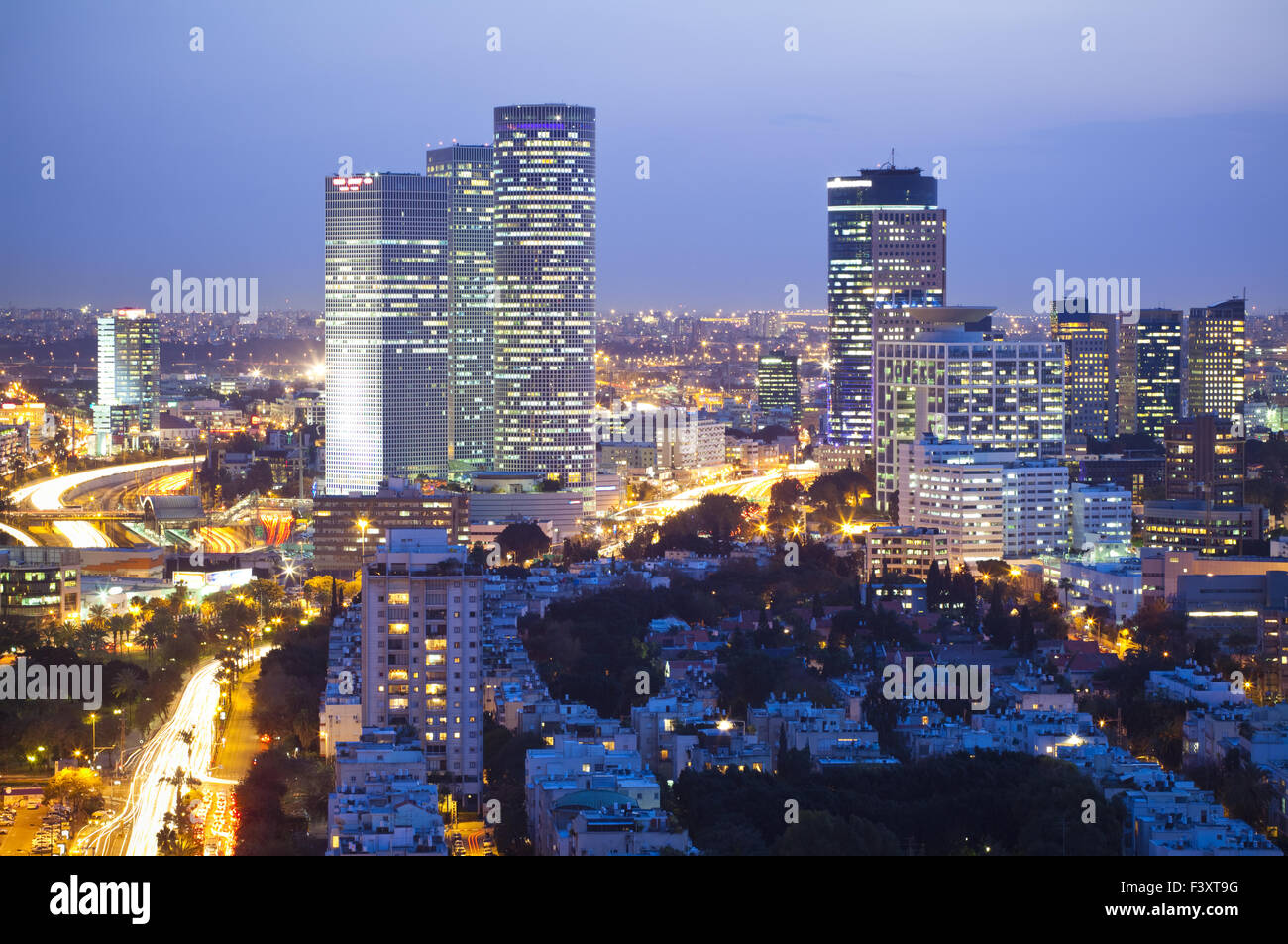 Tel Aviv at Night Stock Photo - Alamy