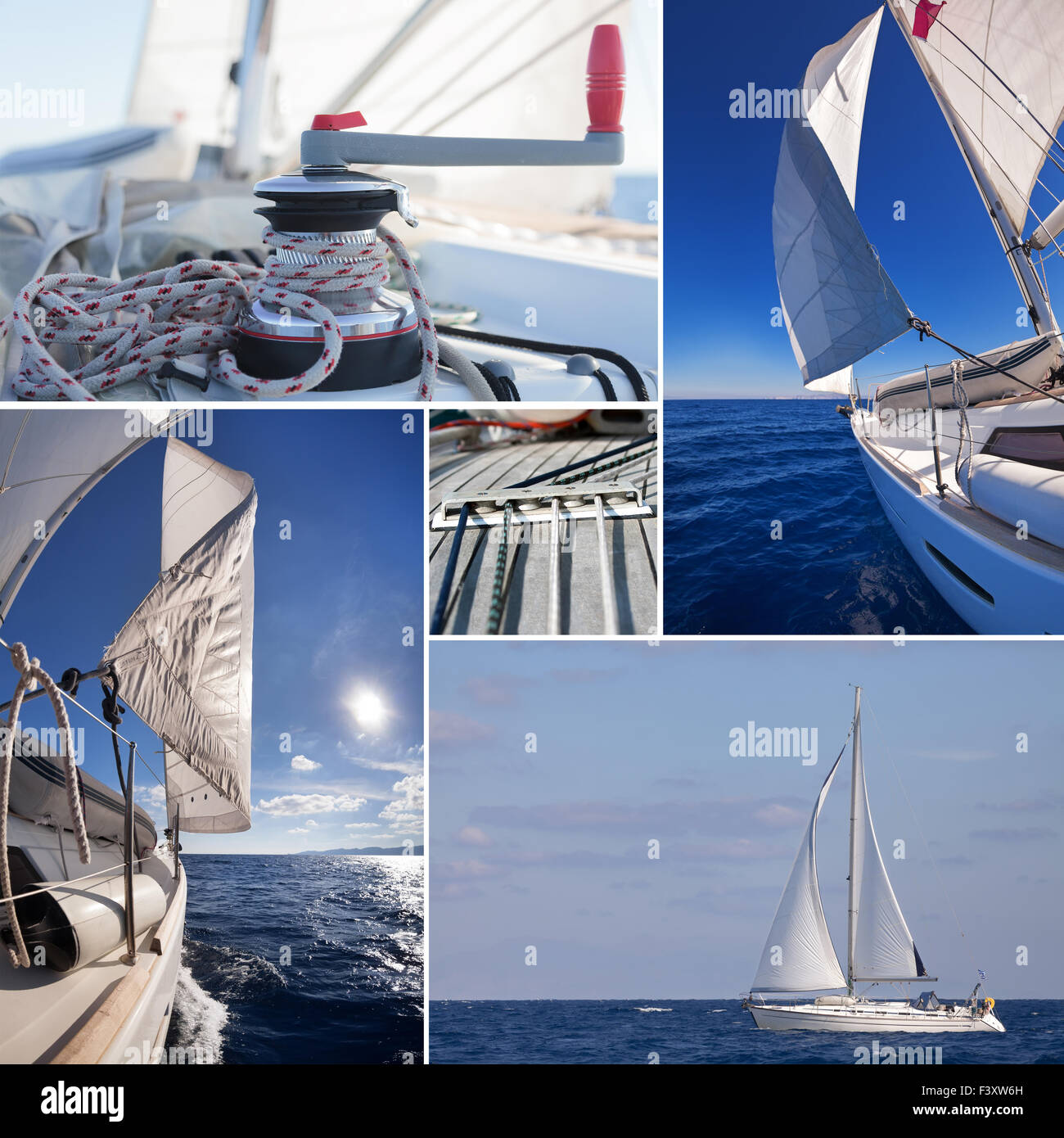 Collage of sailing boat staff Stock Photo - Alamy
