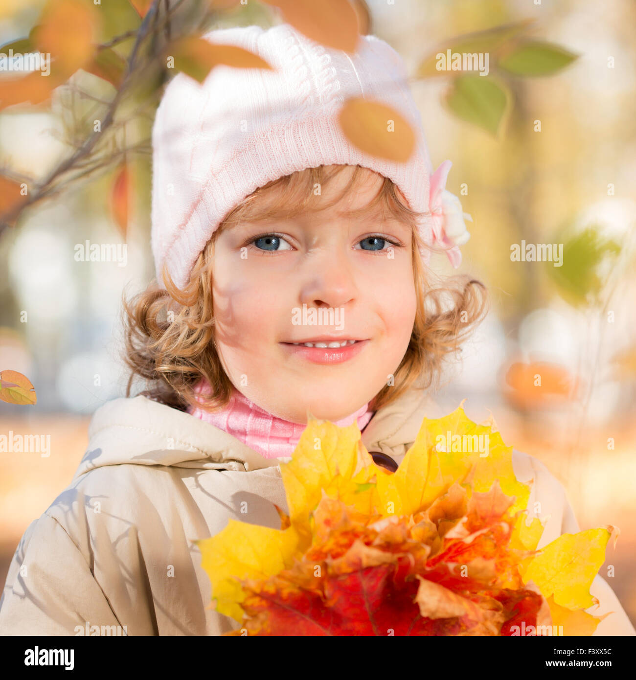 Child in autumn park Stock Photo - Alamy