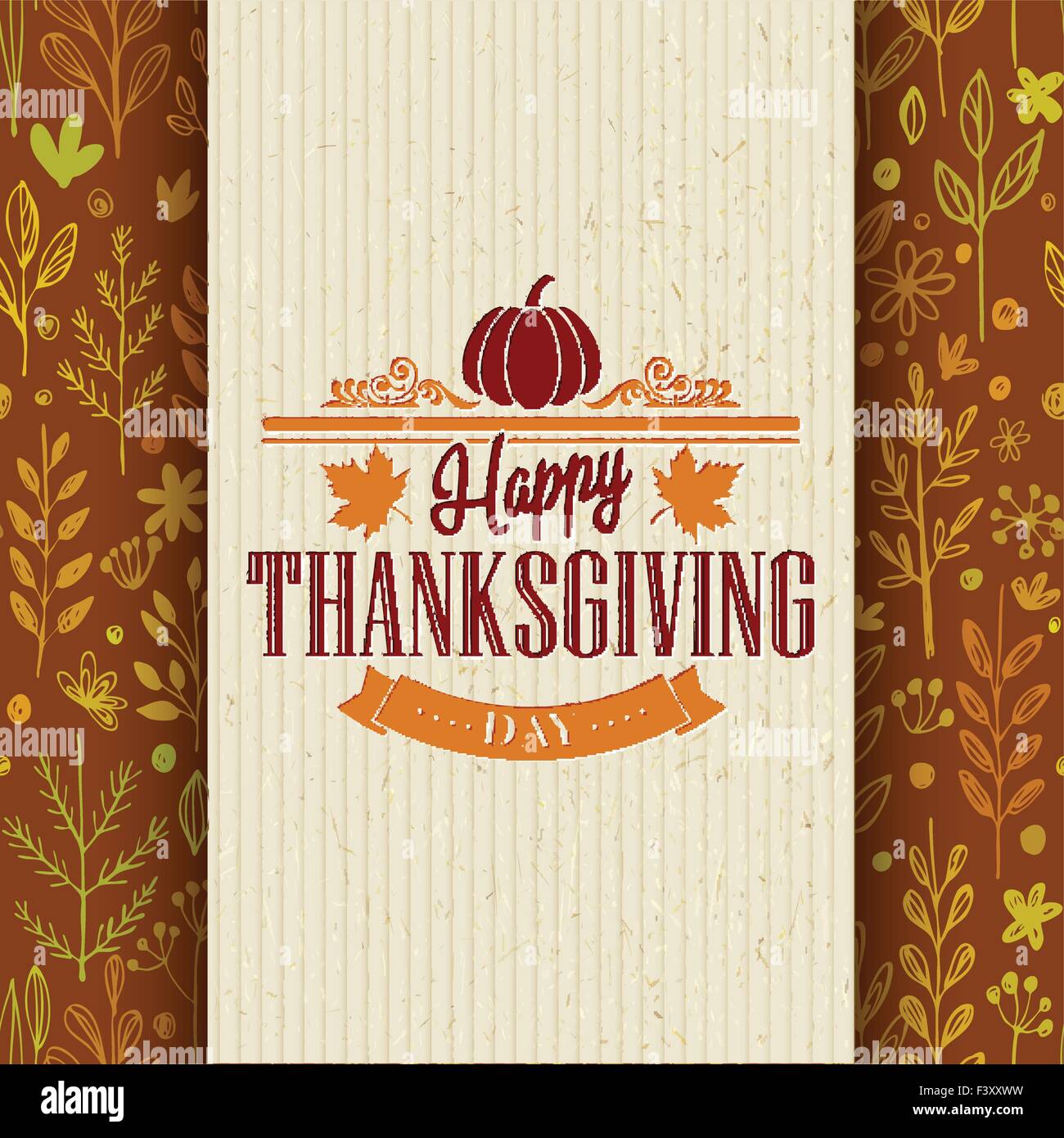 Thanksgiving typography greeting card on seamless pattern. Vector ...