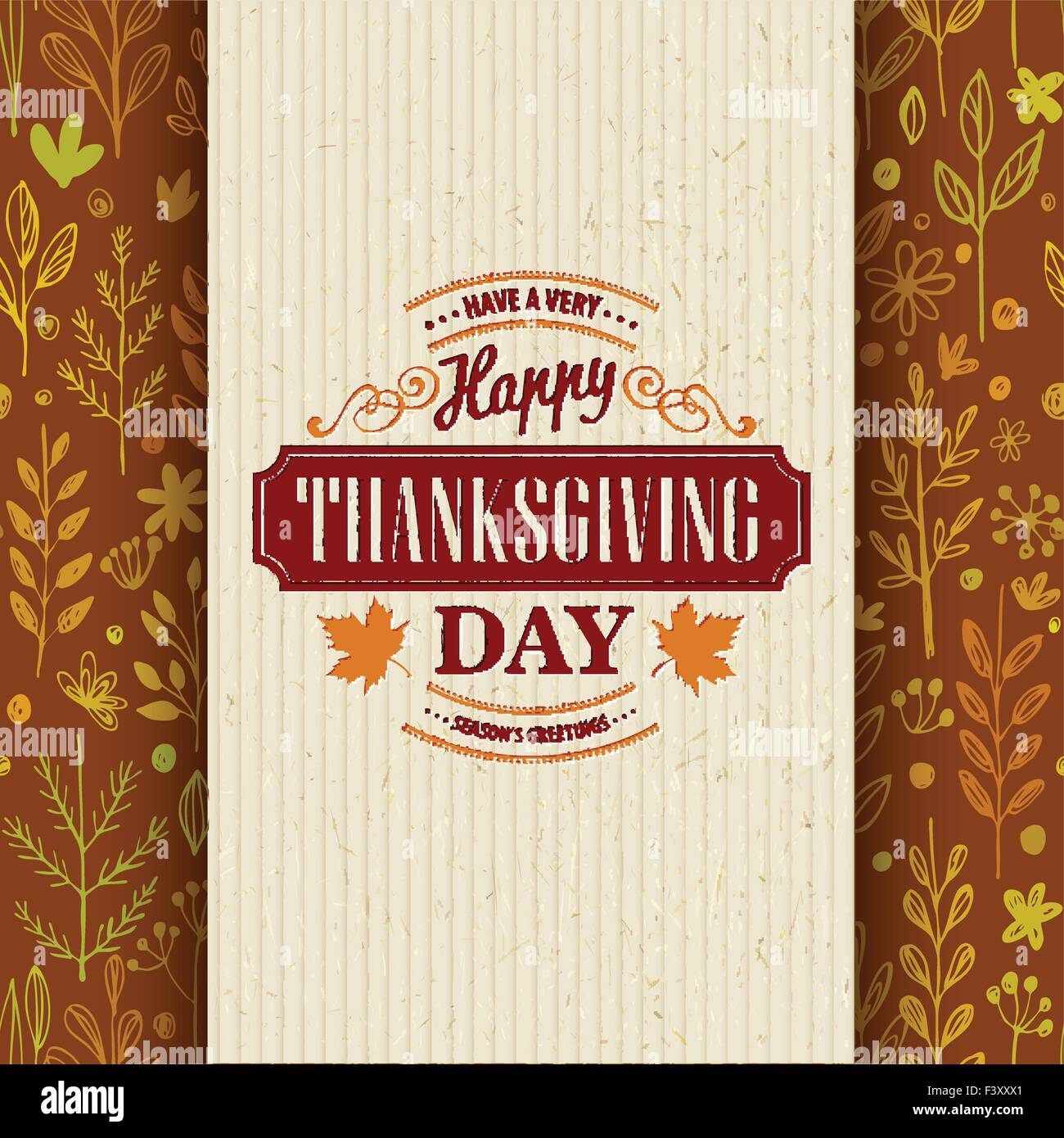 Thanksgiving typography greeting card on seamless pattern. Vector ...