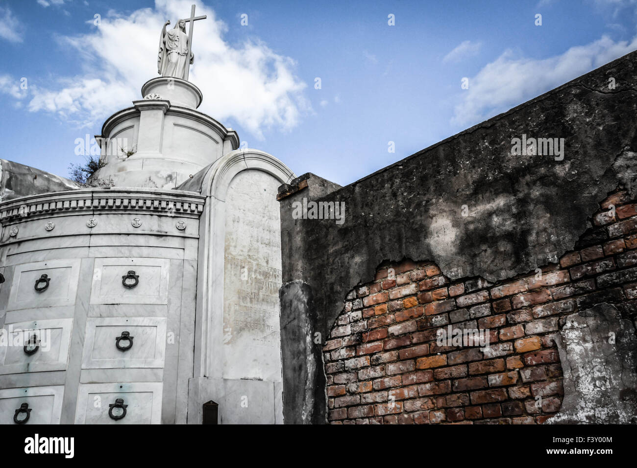 Angel with cross towers over the legendary crypts in the oldest and ...
