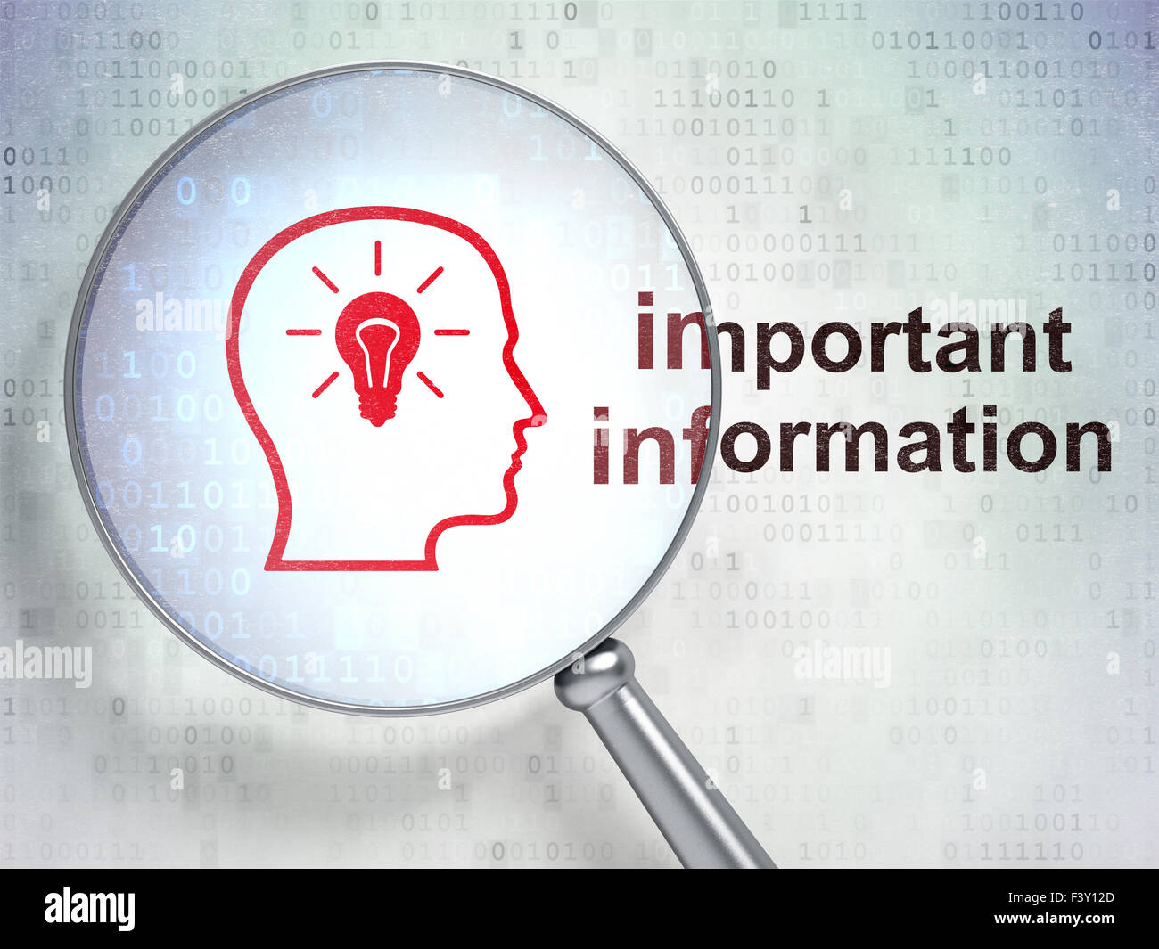 Information concept: Head With Lightbulb and Important Information with ...