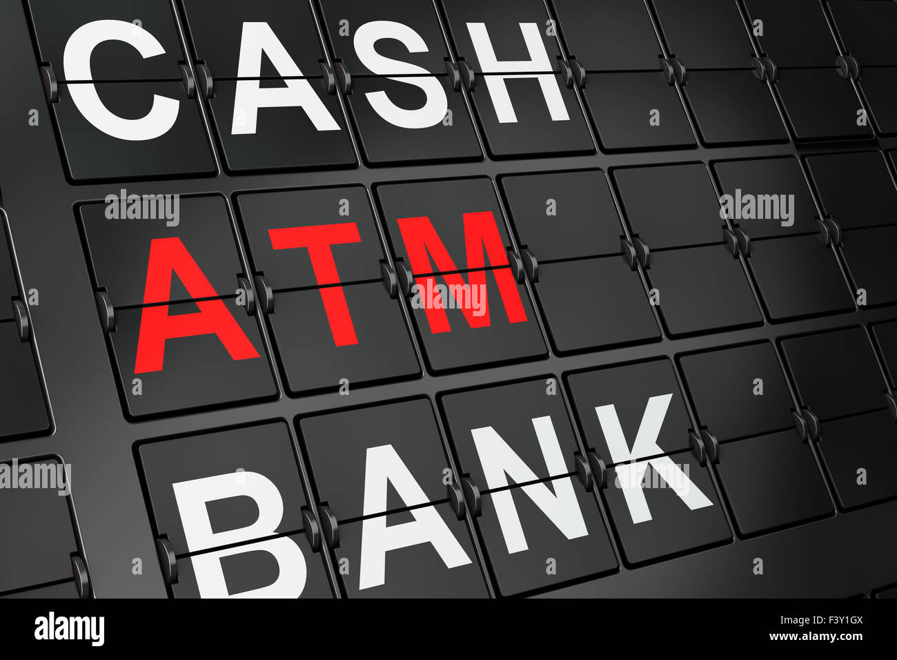Banking concept: ATM on airport board background Stock Photo - Alamy