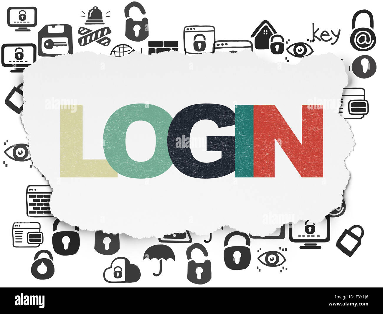 Privacy concept: Login on Torn Paper background Stock Photo - Alamy