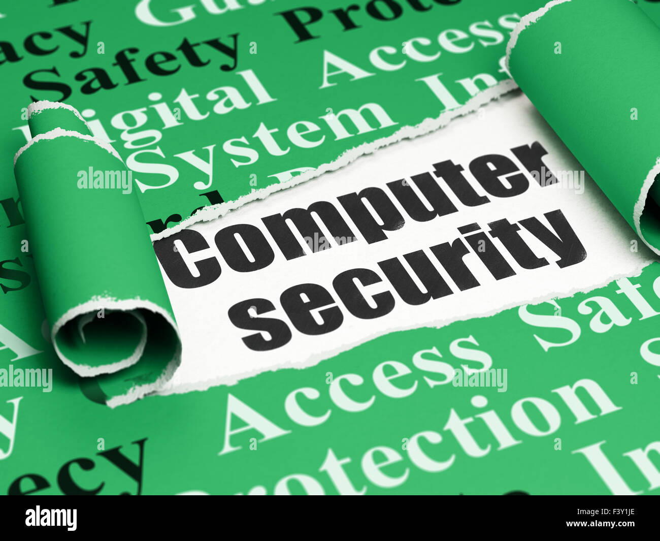 Privacy concept: black text Computer Security under the piece of torn ...