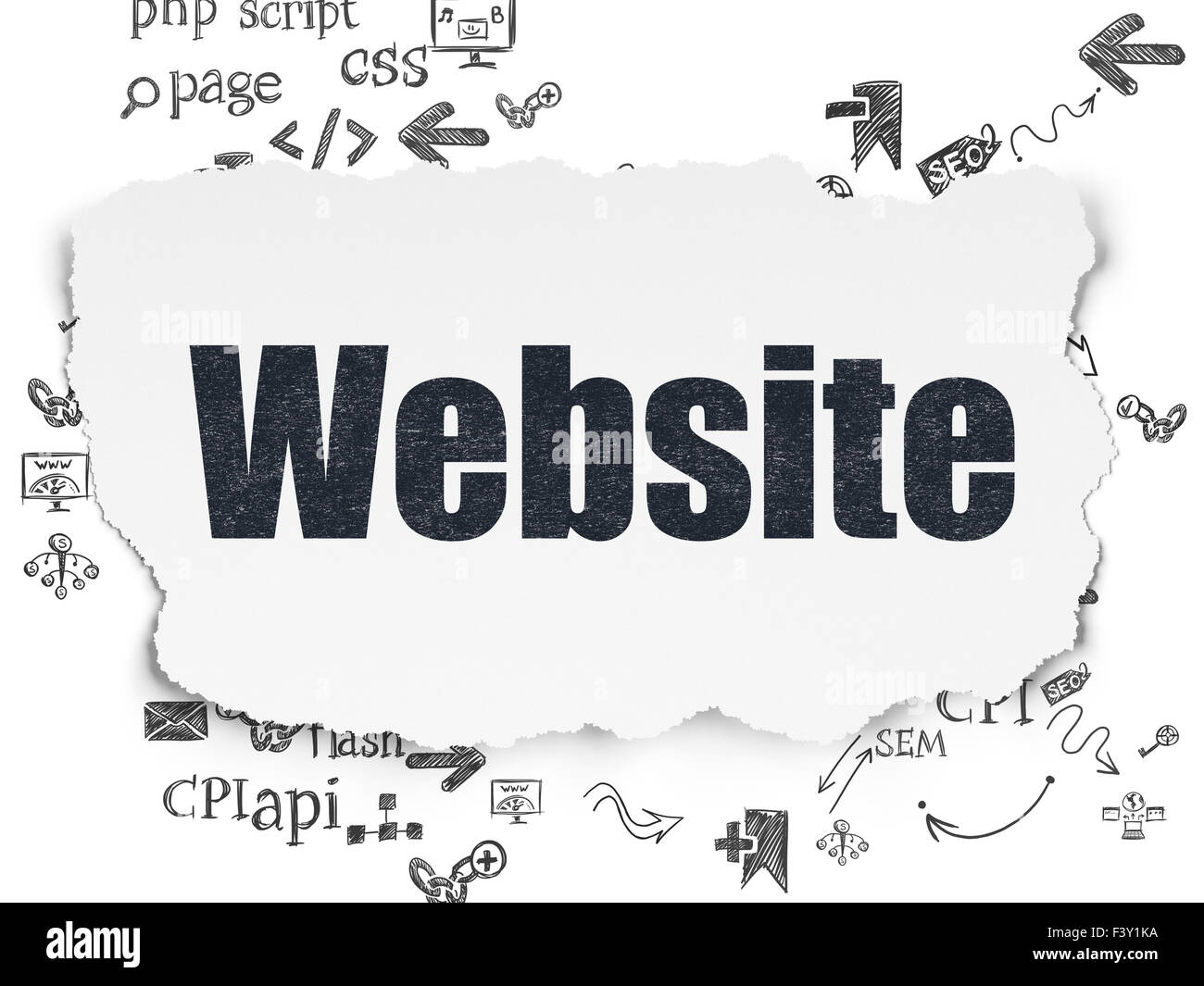 Web development concept: Website on Torn Paper background Stock Photo ...