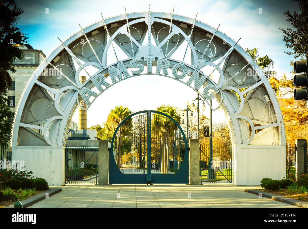 The circular iron gate and Metal archway entrance to the impressive ...