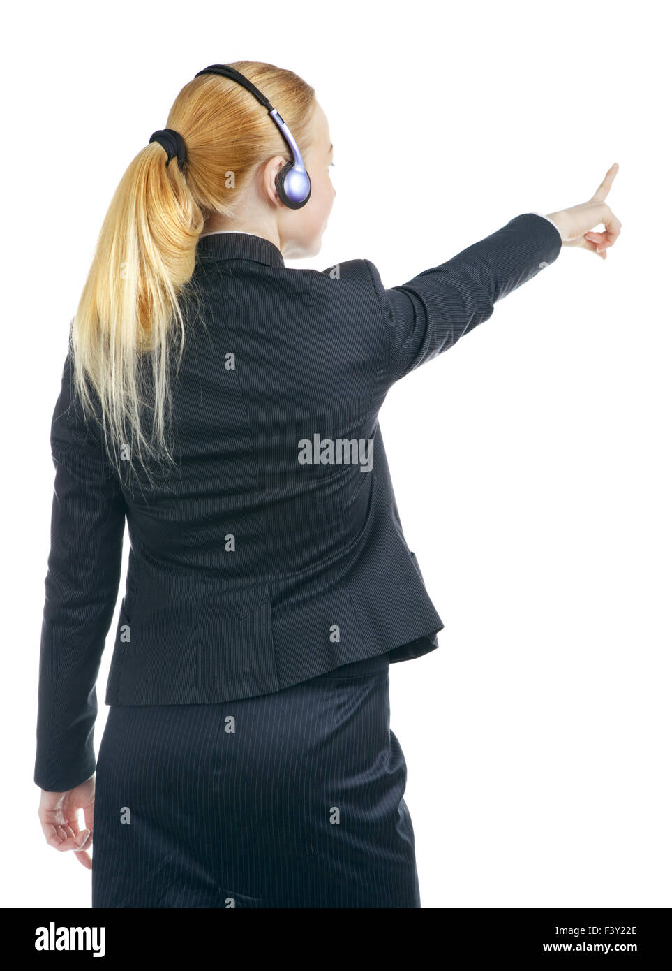 Operator Woman Pointing Stock Photo - Alamy