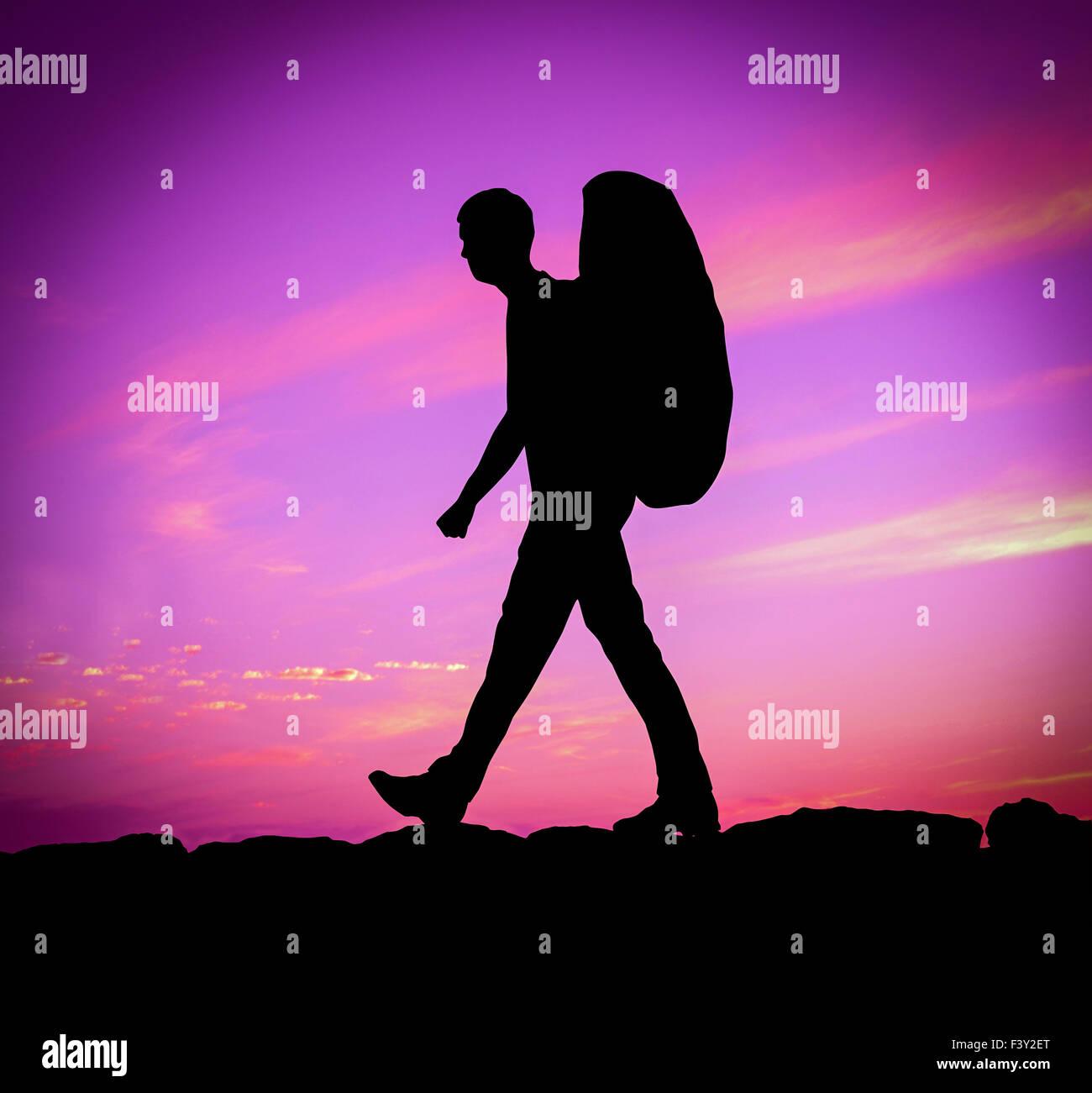 Hiker silhouette sunset hi-res stock photography and images - Alamy