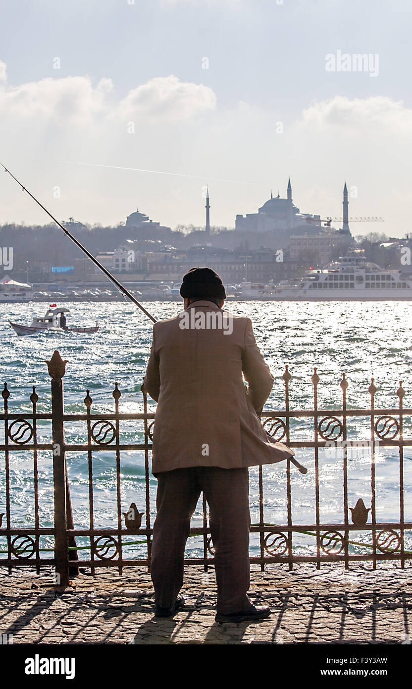 Fishing on the Bosphorus in Istanbul Stock Photo - Alamy