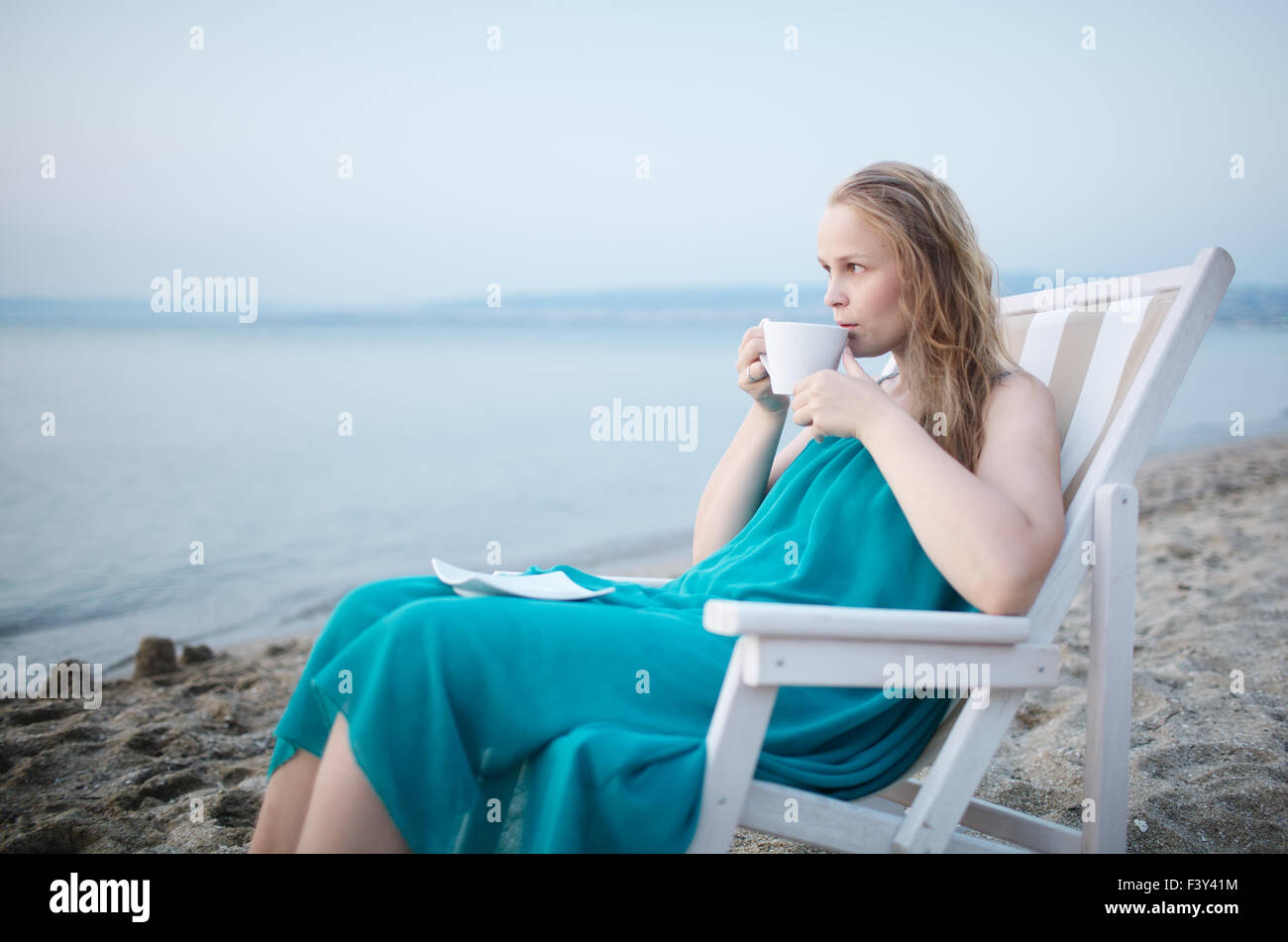 Woman tea cup tea sea hi-res stock photography and images - Alamy