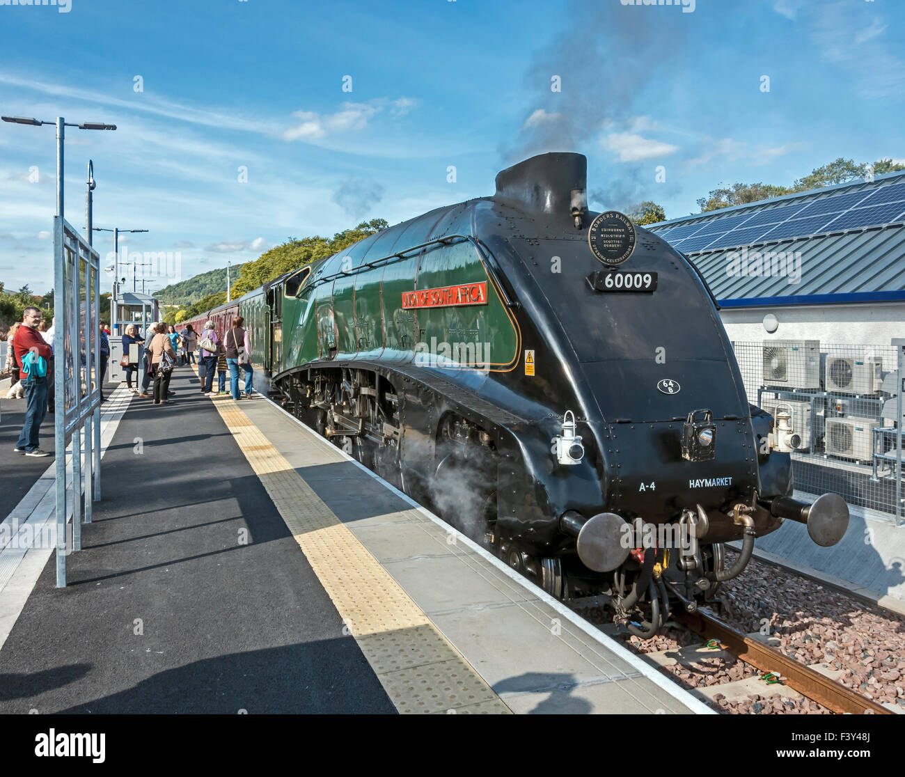 Type A4 steam engine 60009 Union of South Africa at the platform in ...