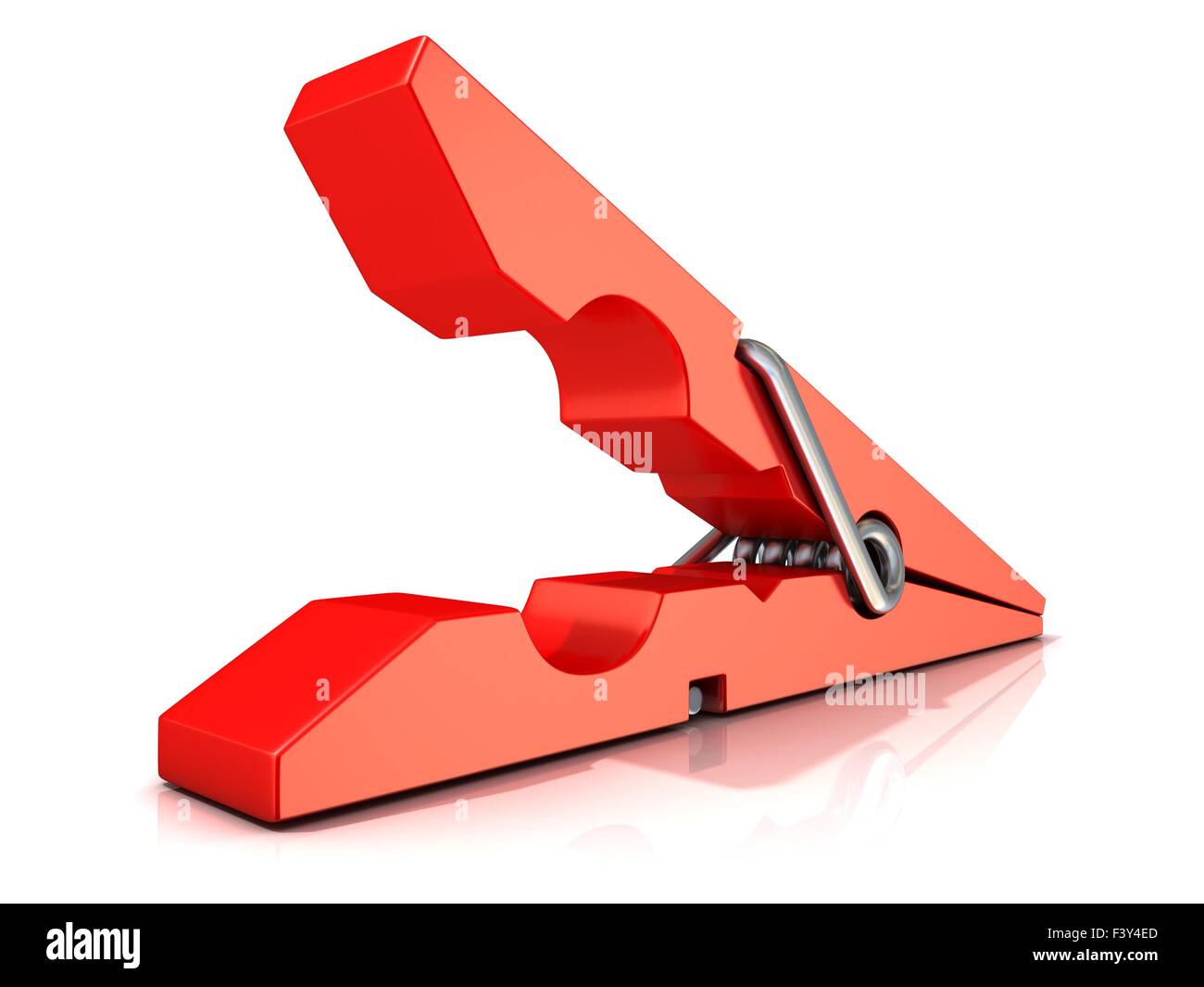Red plastic clothes pin. Opened. Isolated on white background Stock ...