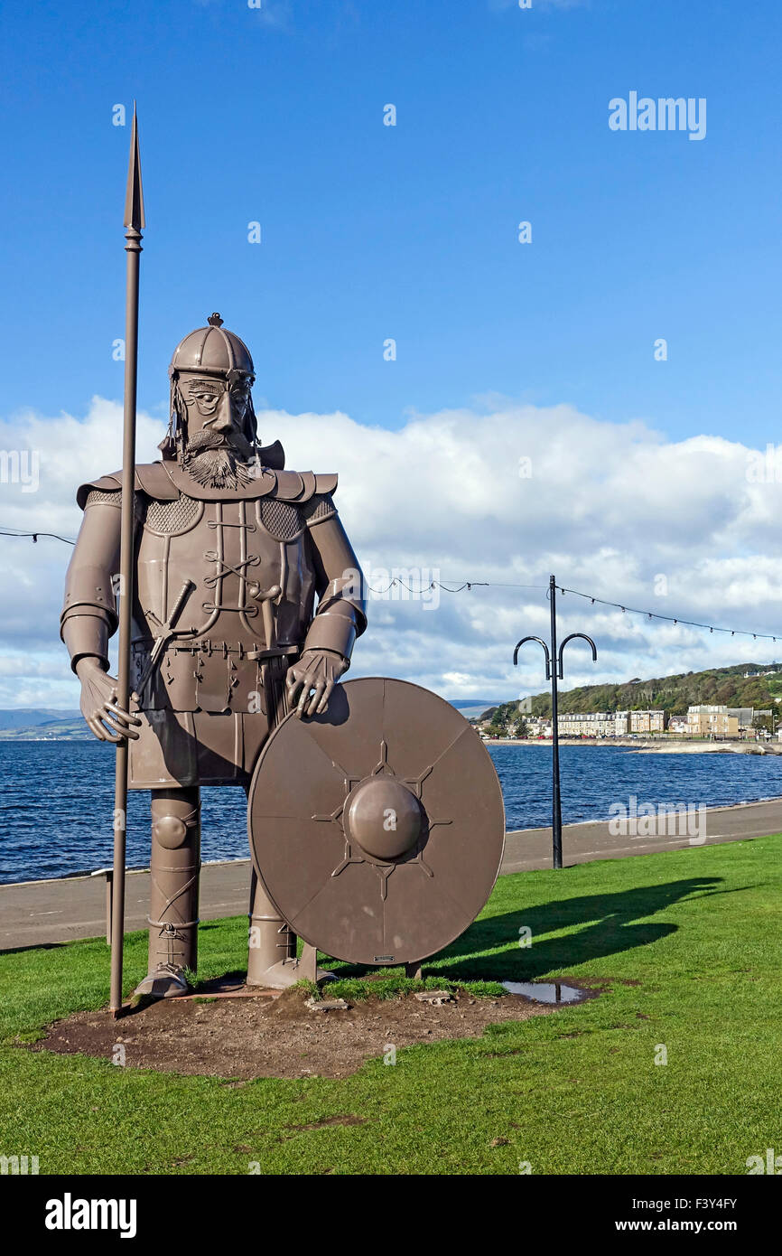 Statue of Magnus the Viking standing at the seafront in Largs North ...