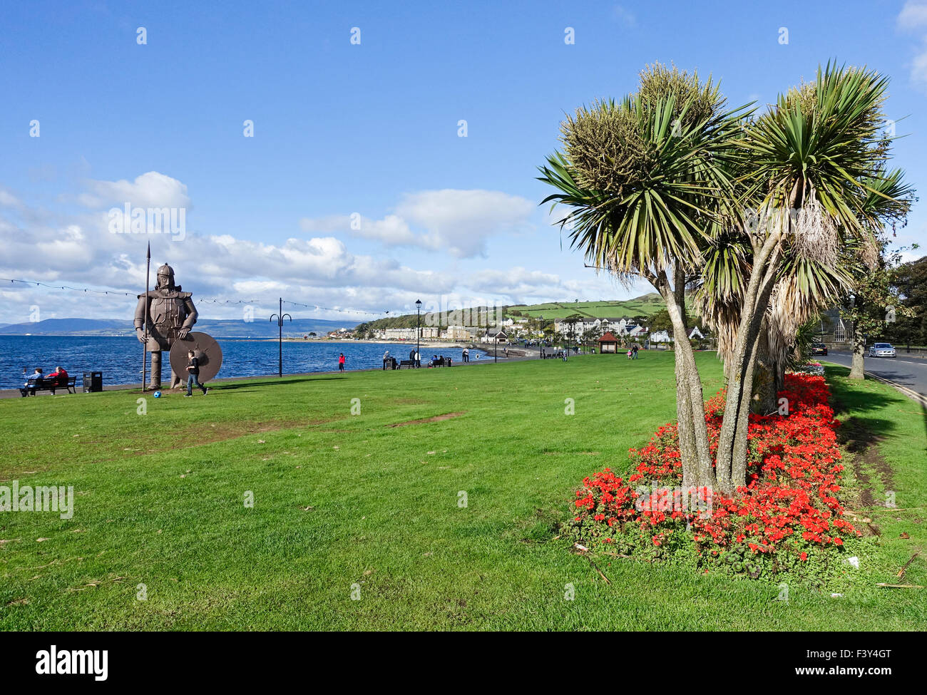Statue of Magnus the Viking standing at the seafront in Largs North ...