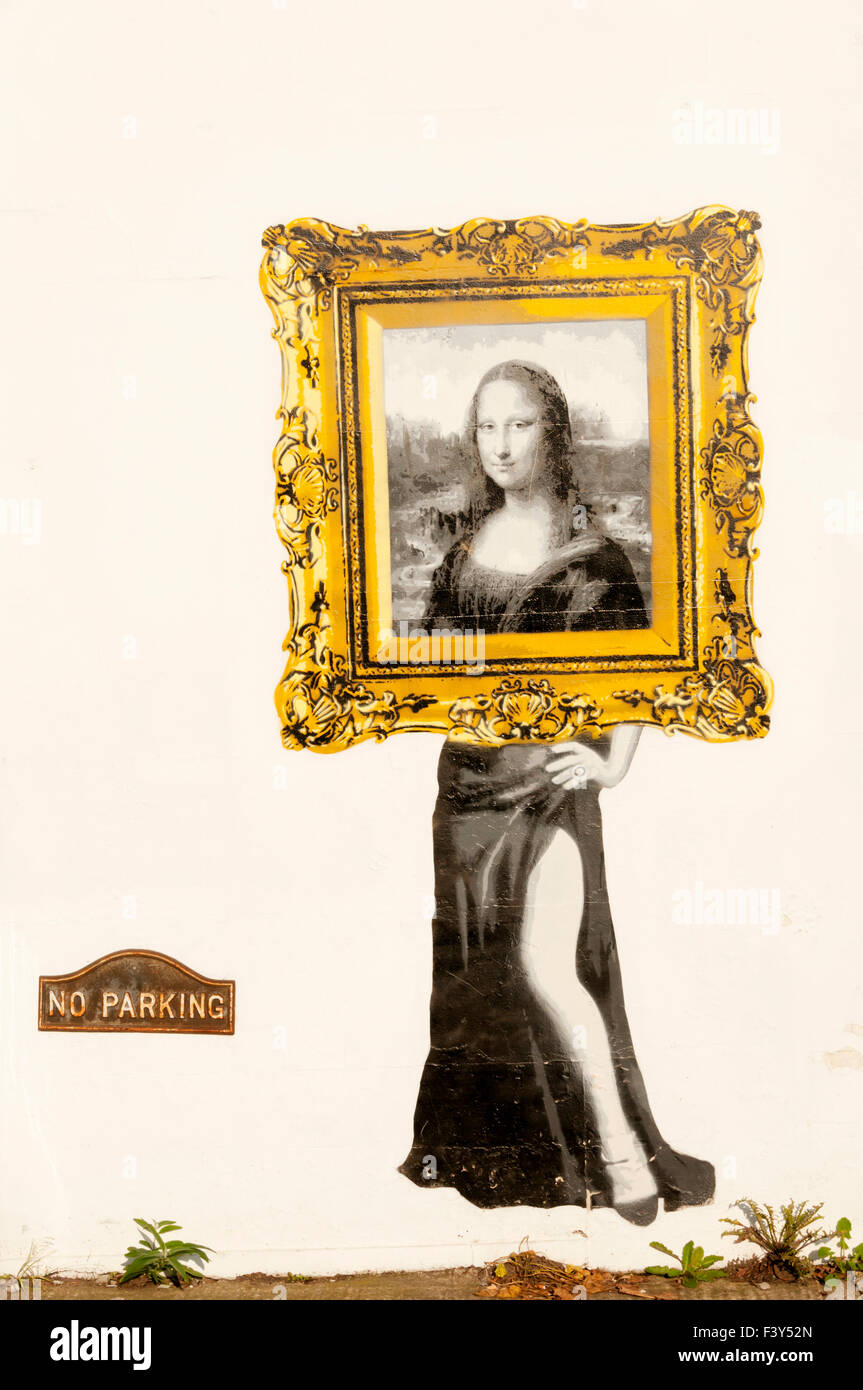 Mona Lisa graffiti by Catman in Whitstable Stock Photo - Alamy