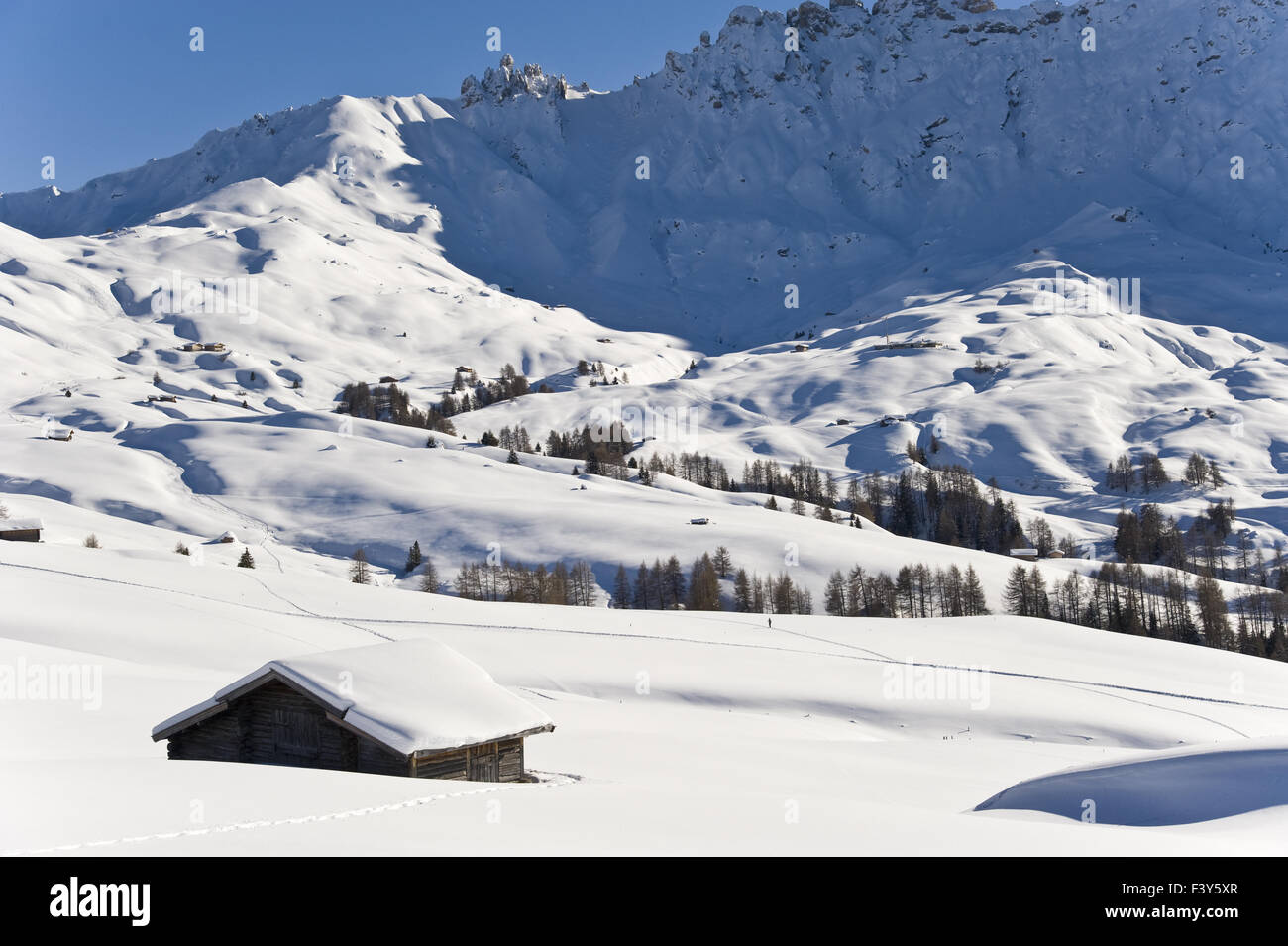 winter on the Seiser Alm in the dolomites in Italy Stock Photo - Alamy